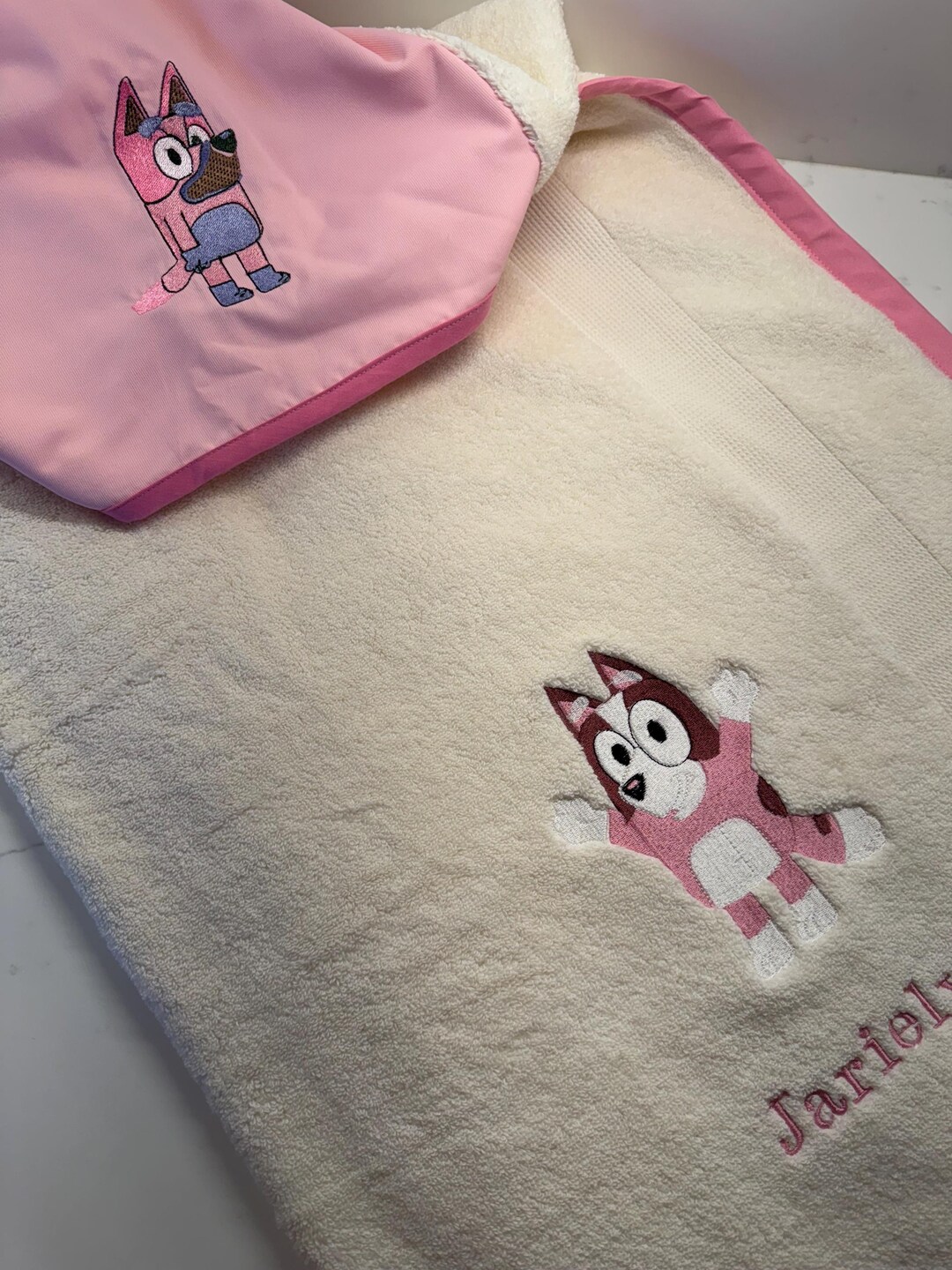 Custom Embroidered Bluey Theme Towel - Personalized Kids Bath Towel ...