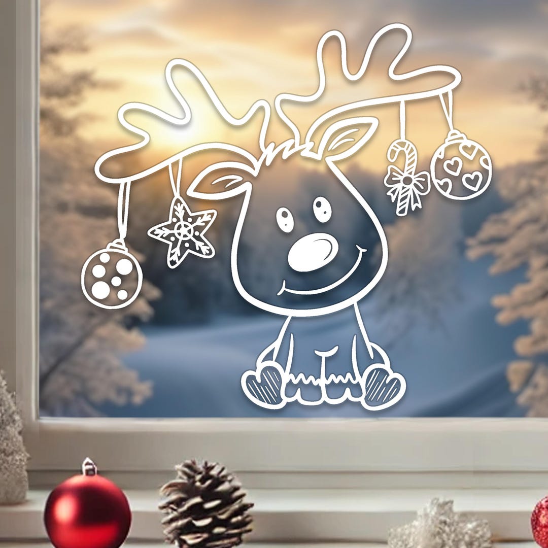 Wunderschone Fensterbild Rentier Vorlage Ebenbild