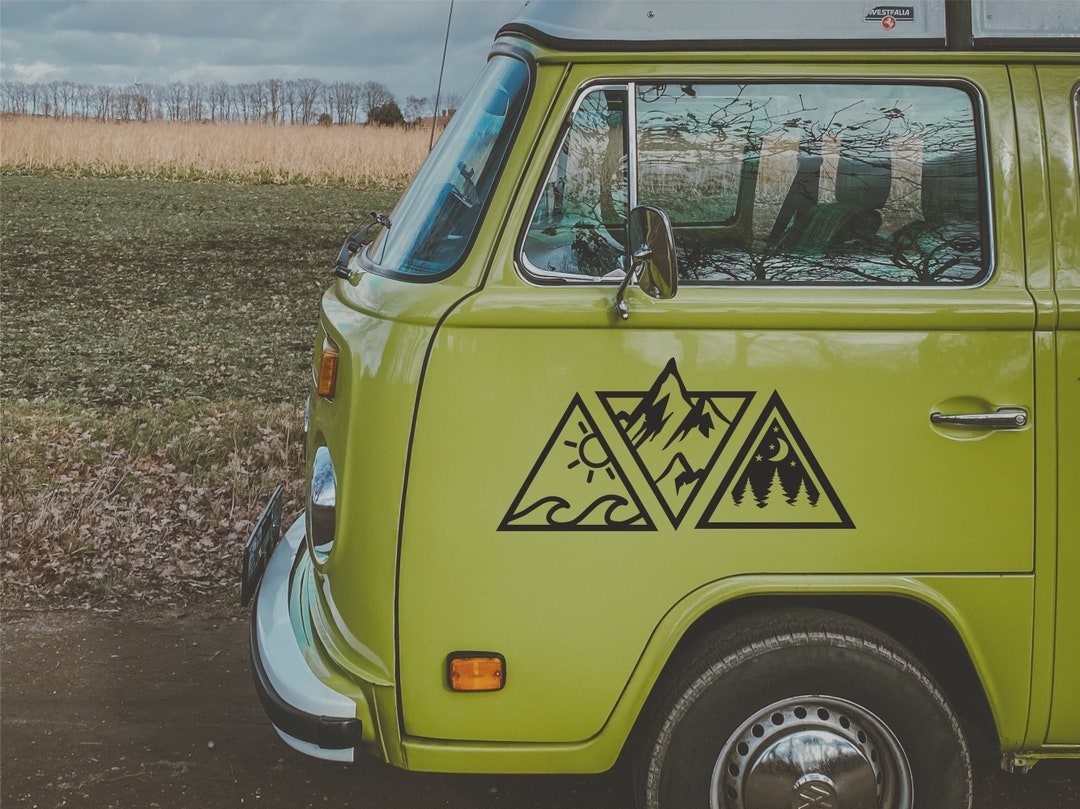 Sticker Caravan Van Campers Bumper Sticker Wave Sea Sun Mountains ...