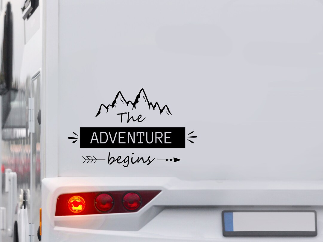 The Adventure Begins Road Trip Hiking Motorhome Caravan Sticker Car ...