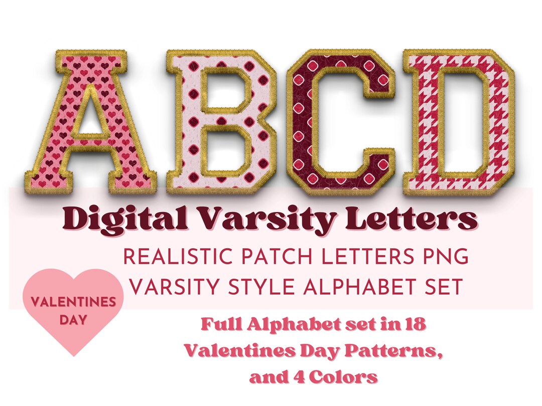 Valentines Patch PNG, Alphabet Letters, Sorority Letters, PNG, Digital ...