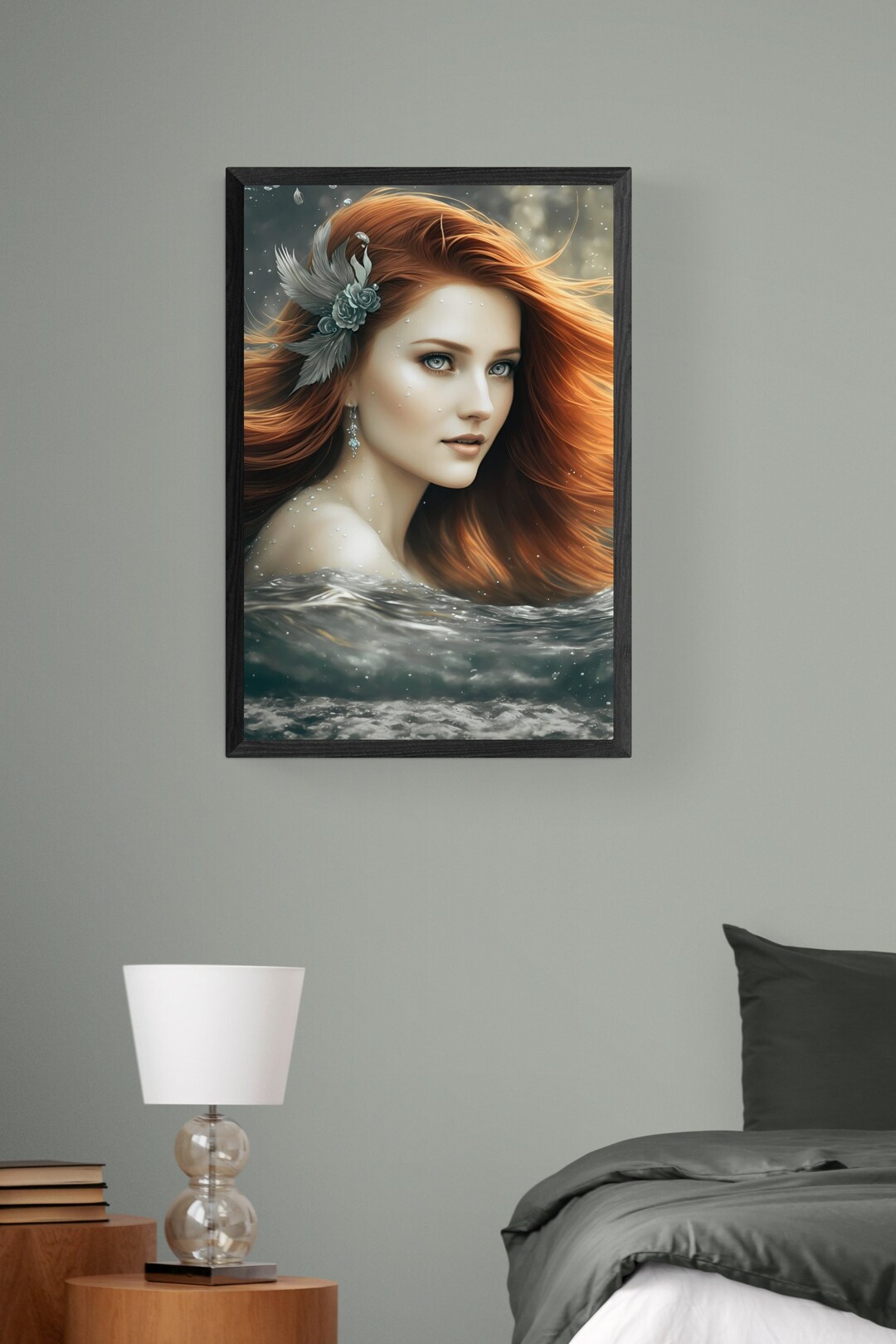 North Sea Coastal Mermaid Wall Art, Siren, Kelpie, Fantasy, Digital ...