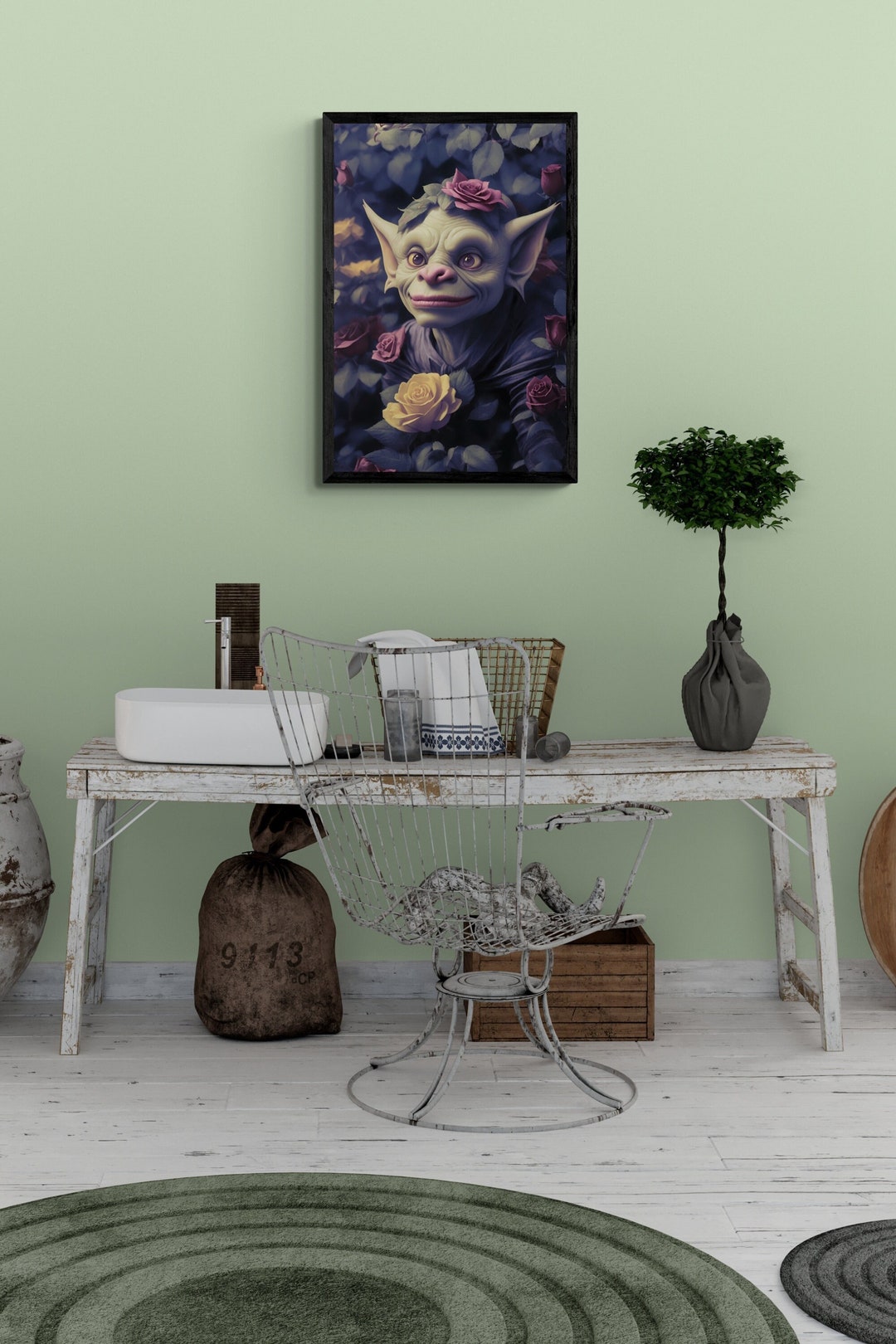Pruning the Roses Goblin Poster Print, Goblincore, Dark Fantasy, Goblin ...