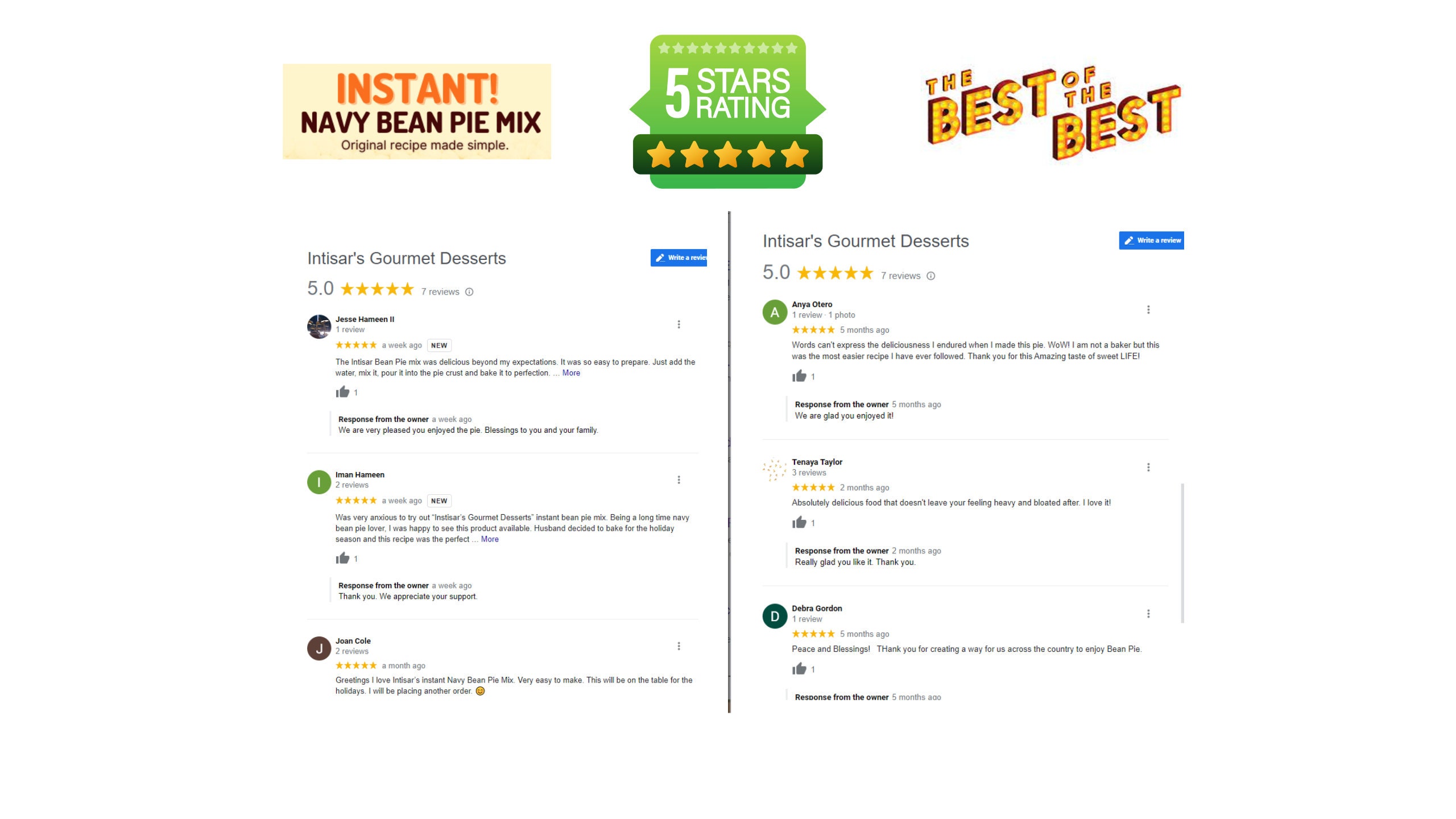 Navy Bean Pie Mix, Gourmet Dessert, Quick and Easy Pie Mix, Traditional ...