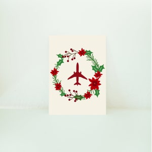 Aviation Christmas Card, DIGITAL DOWNLOAD, Wreath and Plane, Festive ...