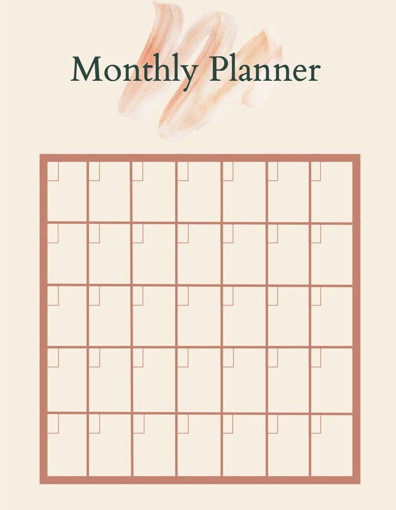 Monthly Planner Printable Template - Etsy