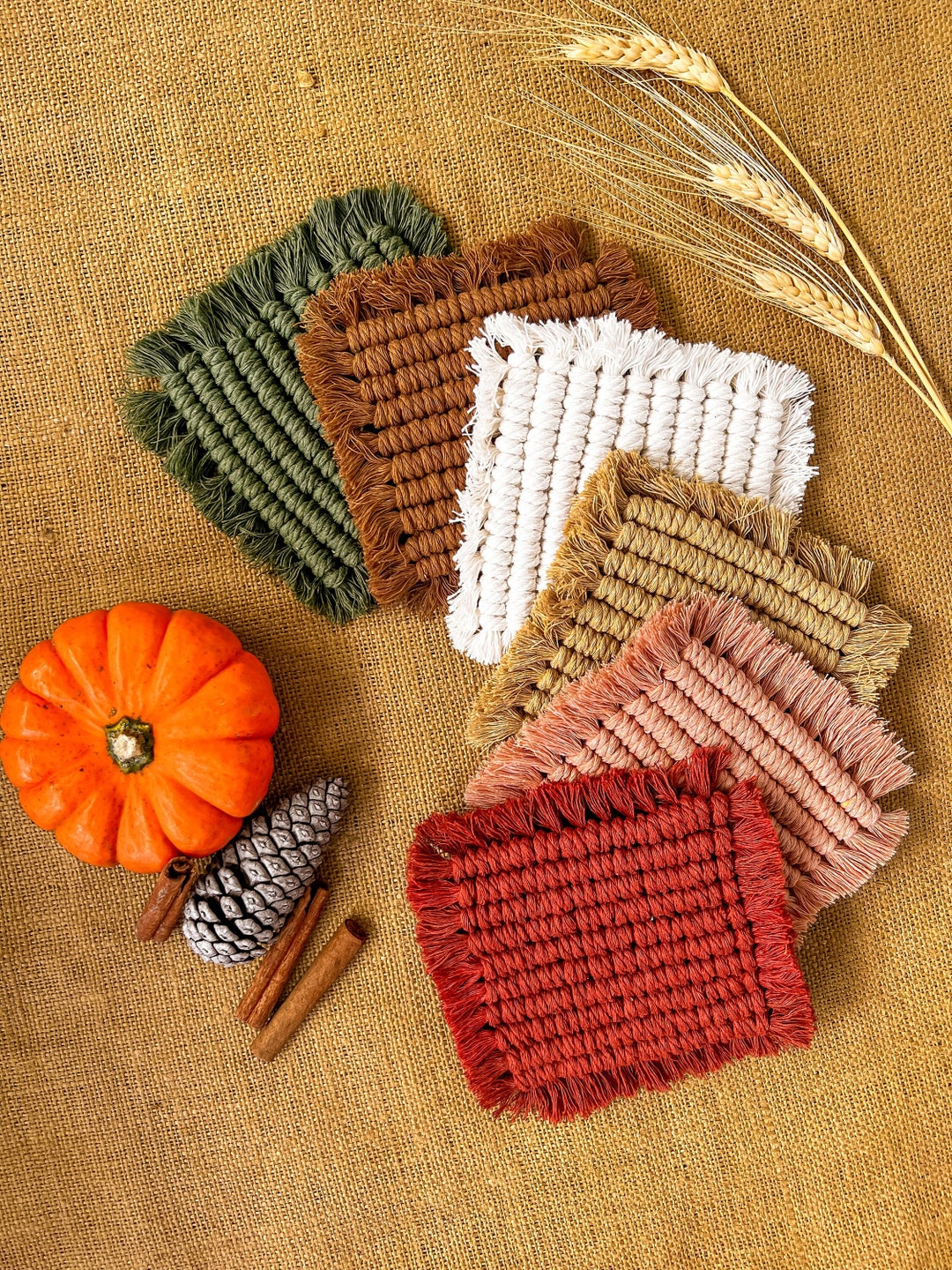 Macrame Mug Rug Macrame Coaster Square Coaster Cotton Coaster Woven ...