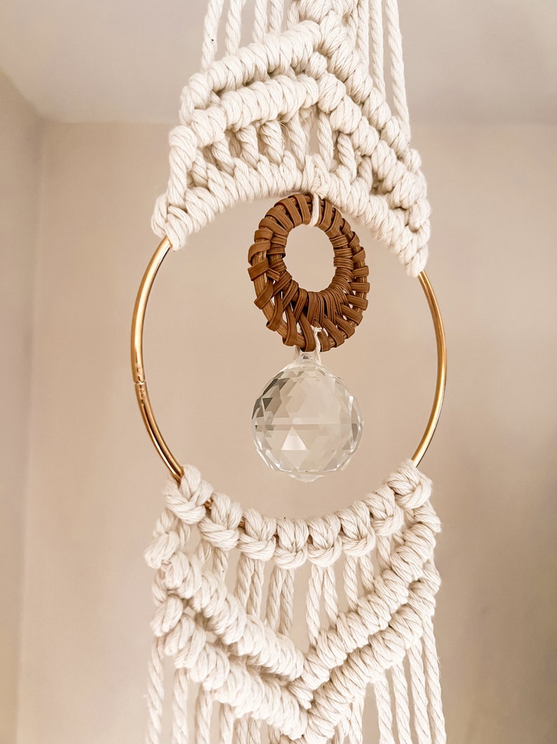 SUN CHASER Large Macrame Plant Hanger Suncatcher Prism Plant Hanger ...