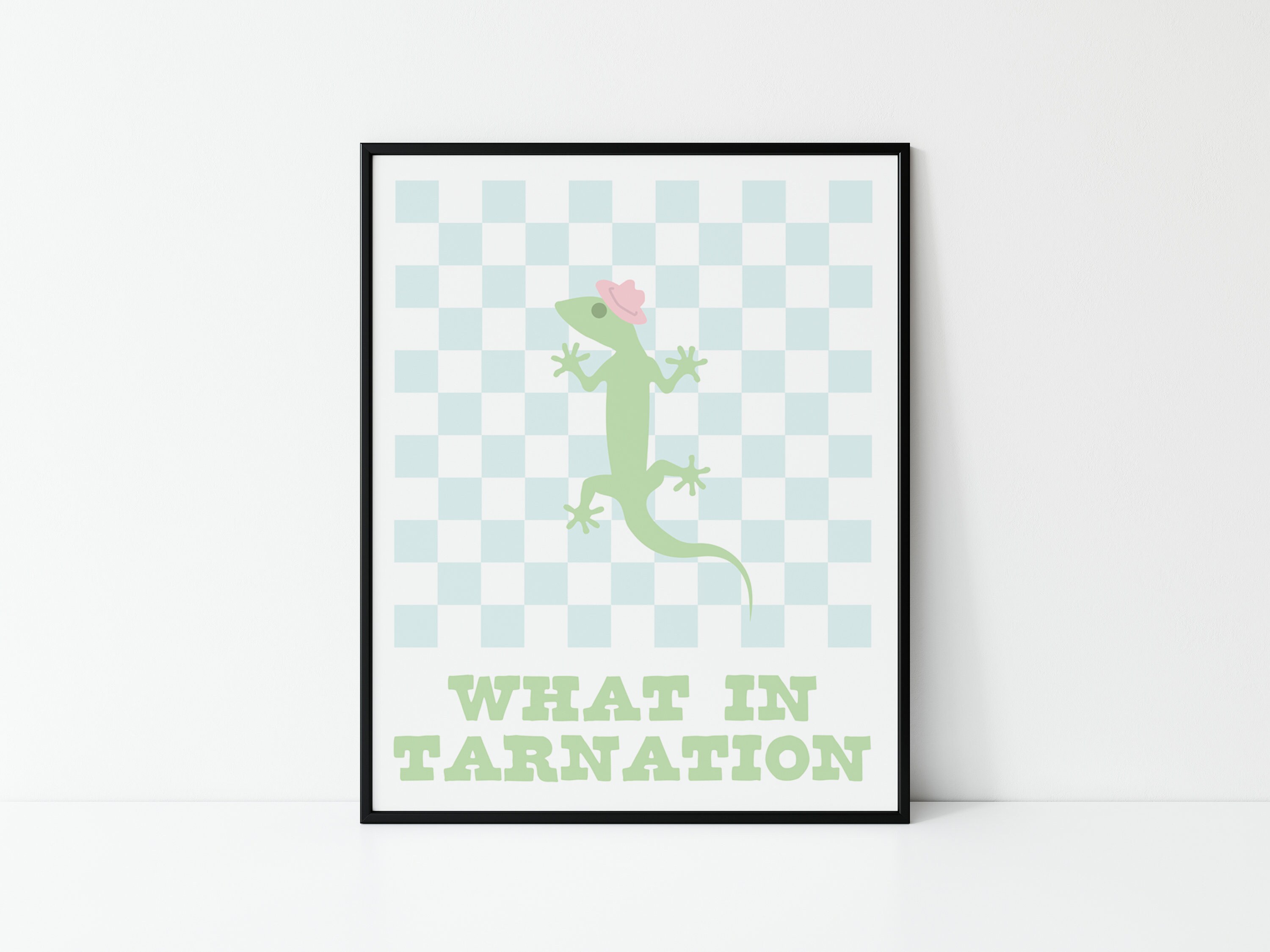 What in Tarnation Lizard Printable | Checkerboard Wall Art | Retro Home ...