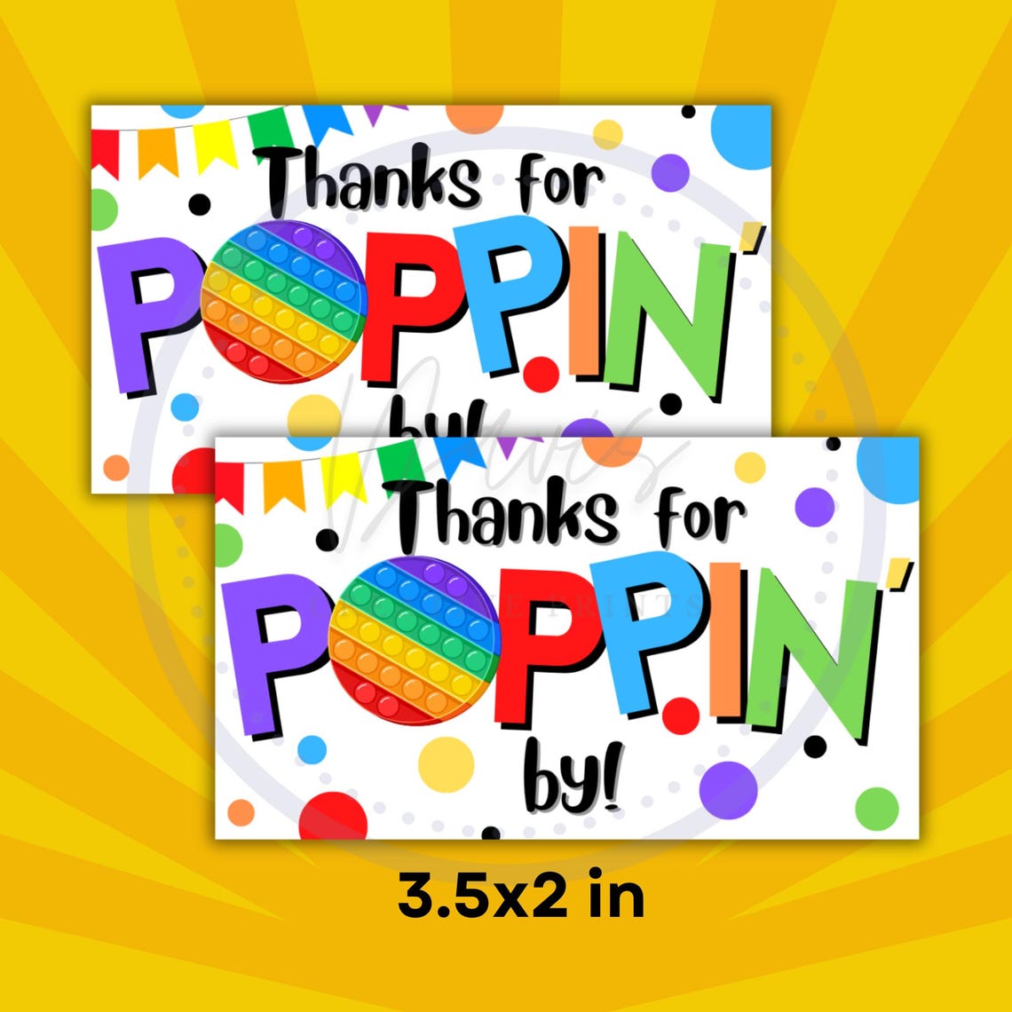 Pop It Gift Tag| Party Favor Tag| Thank You for Poppin By| Pop It ...