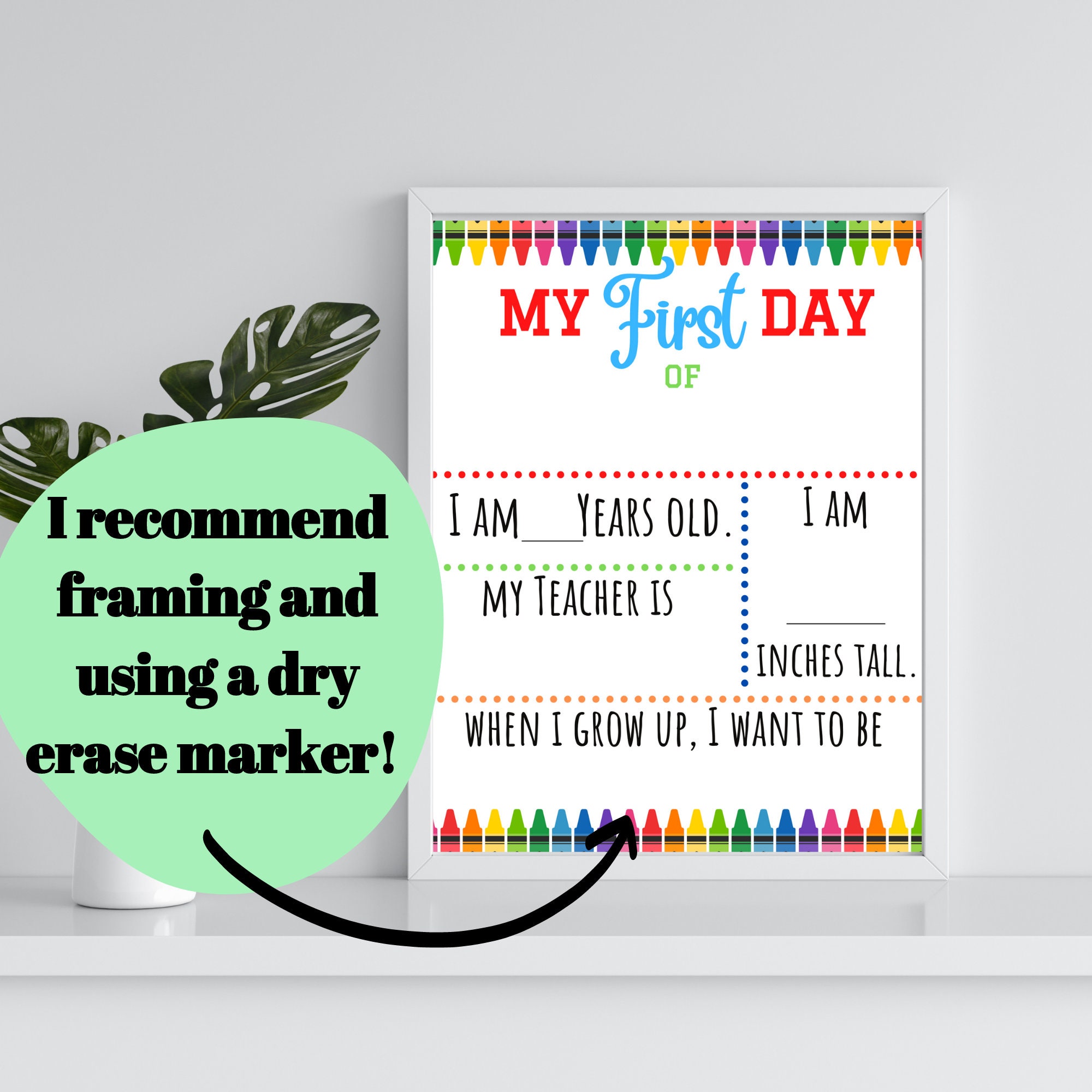 First Day of School Printable First Day of School Sign First Day Fill ...