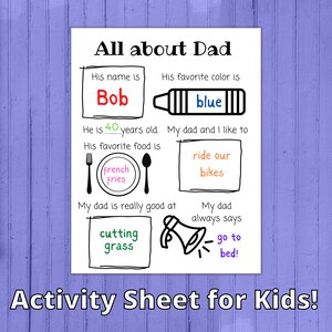 All About Dad| Fill in the Blank Printable| All About Dad Writing ...