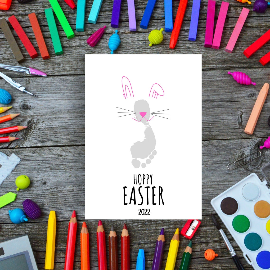 EASTER Coloring Page, Handprint Art, Footprint Art, Preschool Activity ...