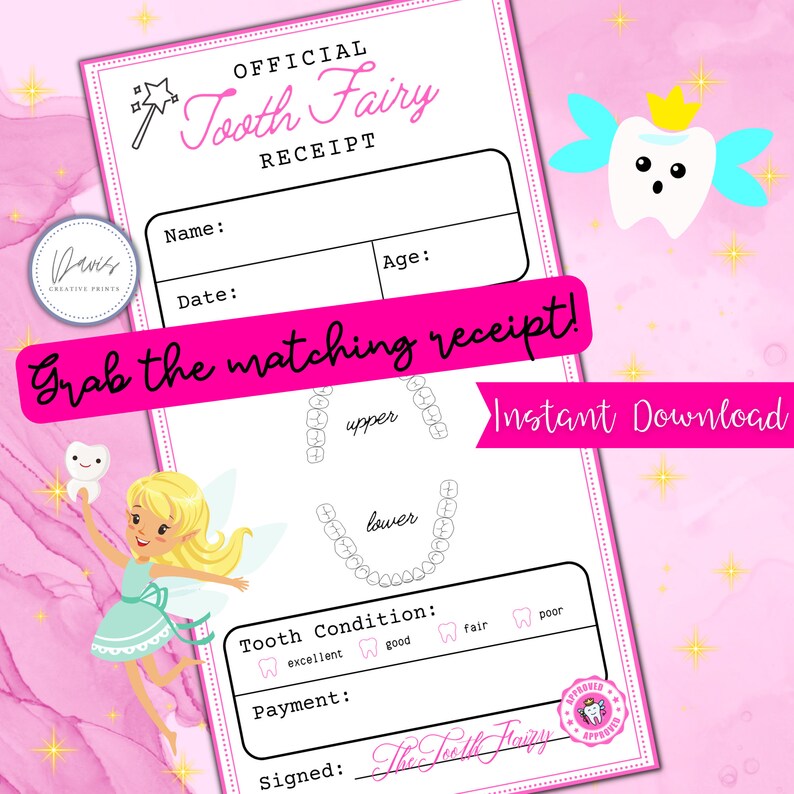 Printable Pink Tooth Fairy Door Hanger (PDF) - Etsy