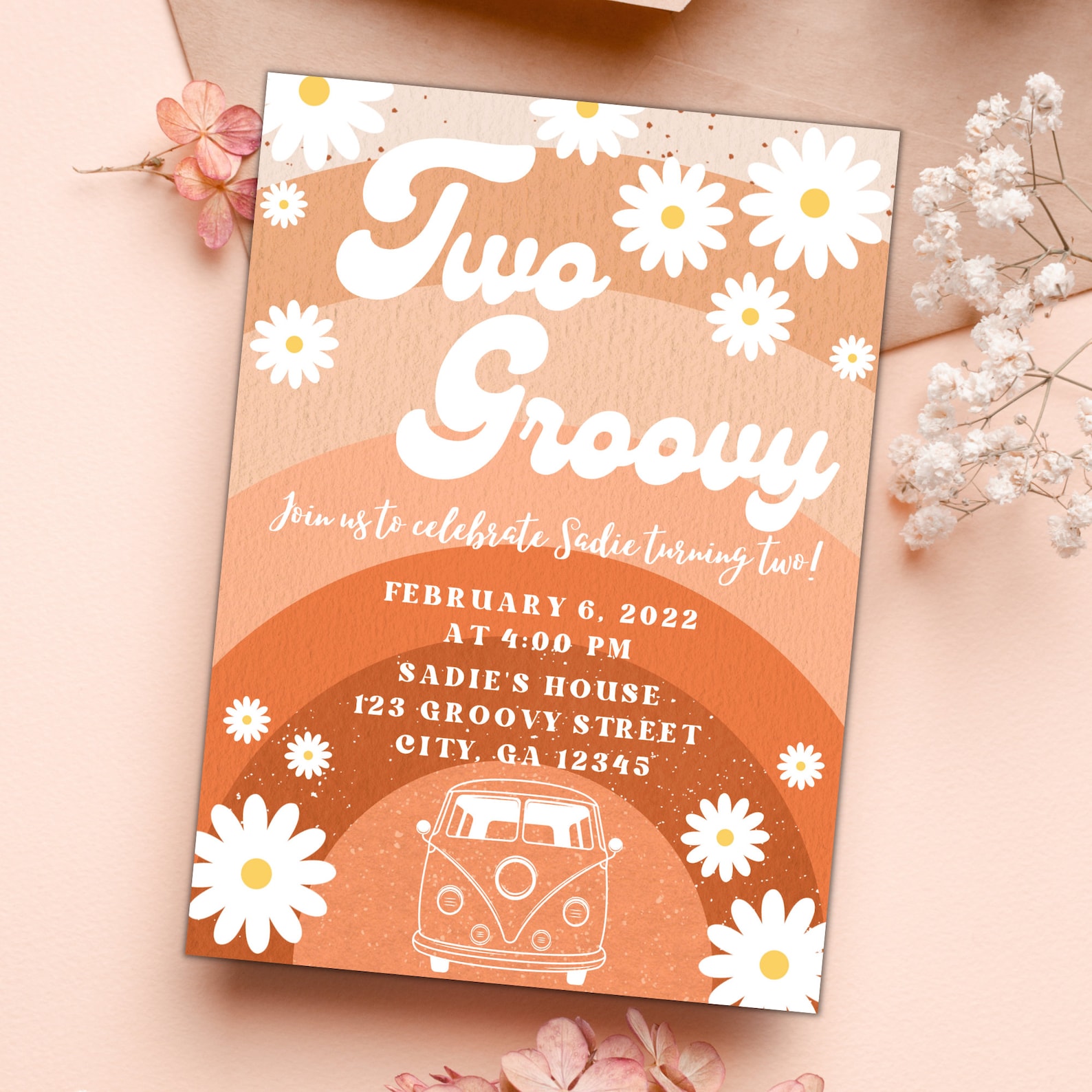 Two Groovy Birthday Invitation 2nd Birthday Invitation Daisy Etsy two-groovy-birthday-invitation-2nd-birthday-invitation-daisy-etsy