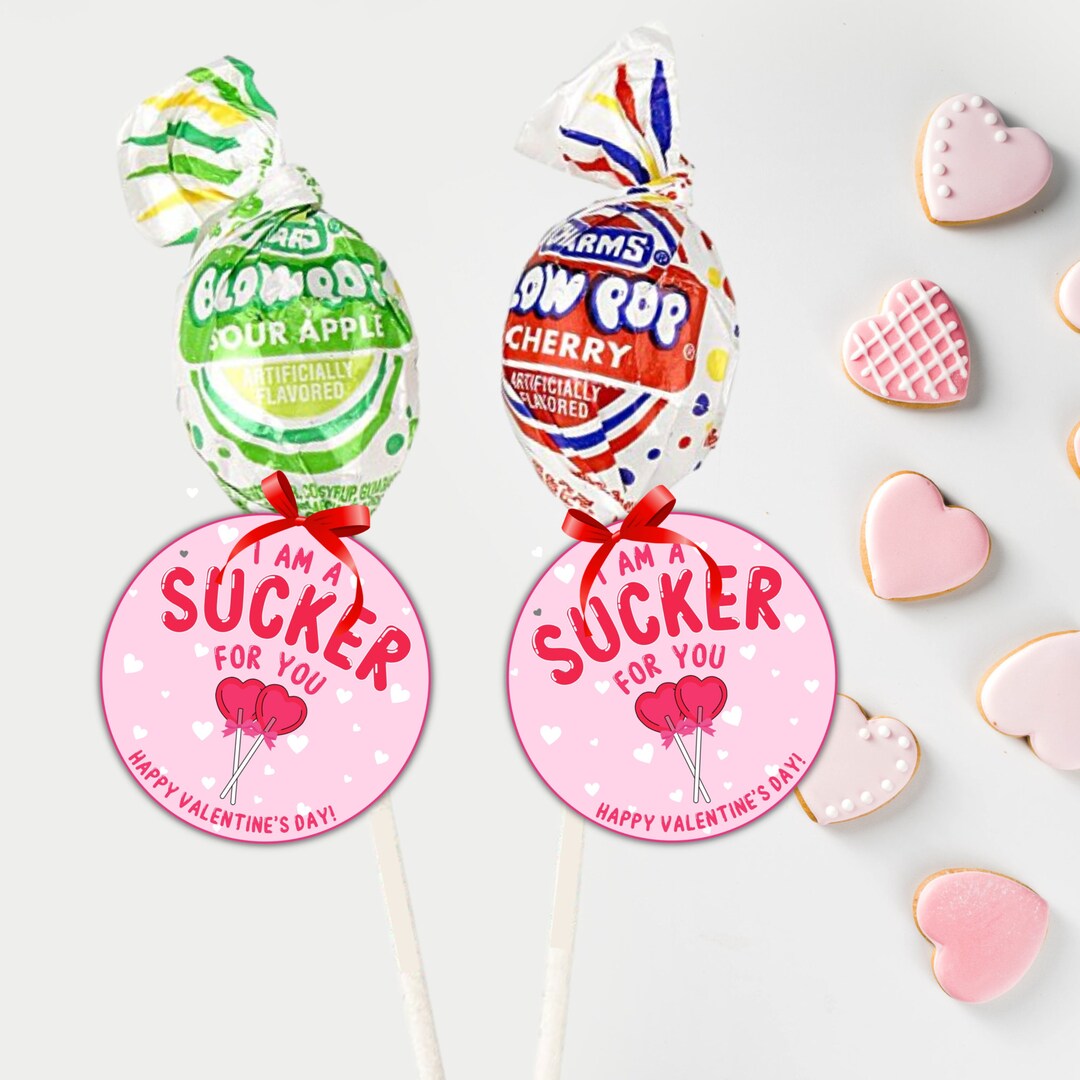 Valentines Day Gift Tags Valentine Cards A Sucker for You - Etsy