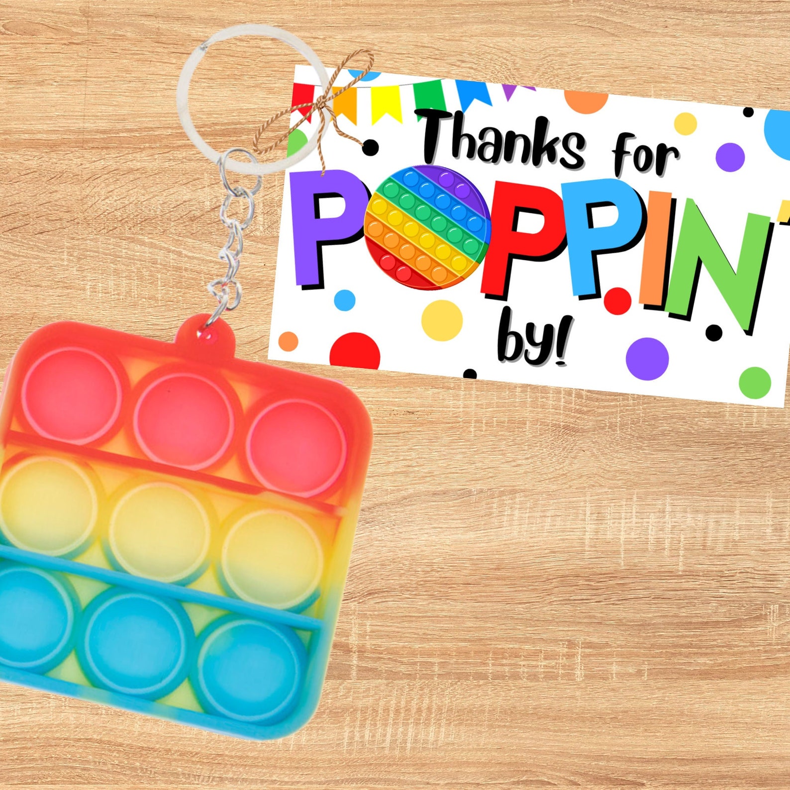 Pop It Gift Tag Party Favor Tag Thank You for Poppin By Pop It Keychain ...