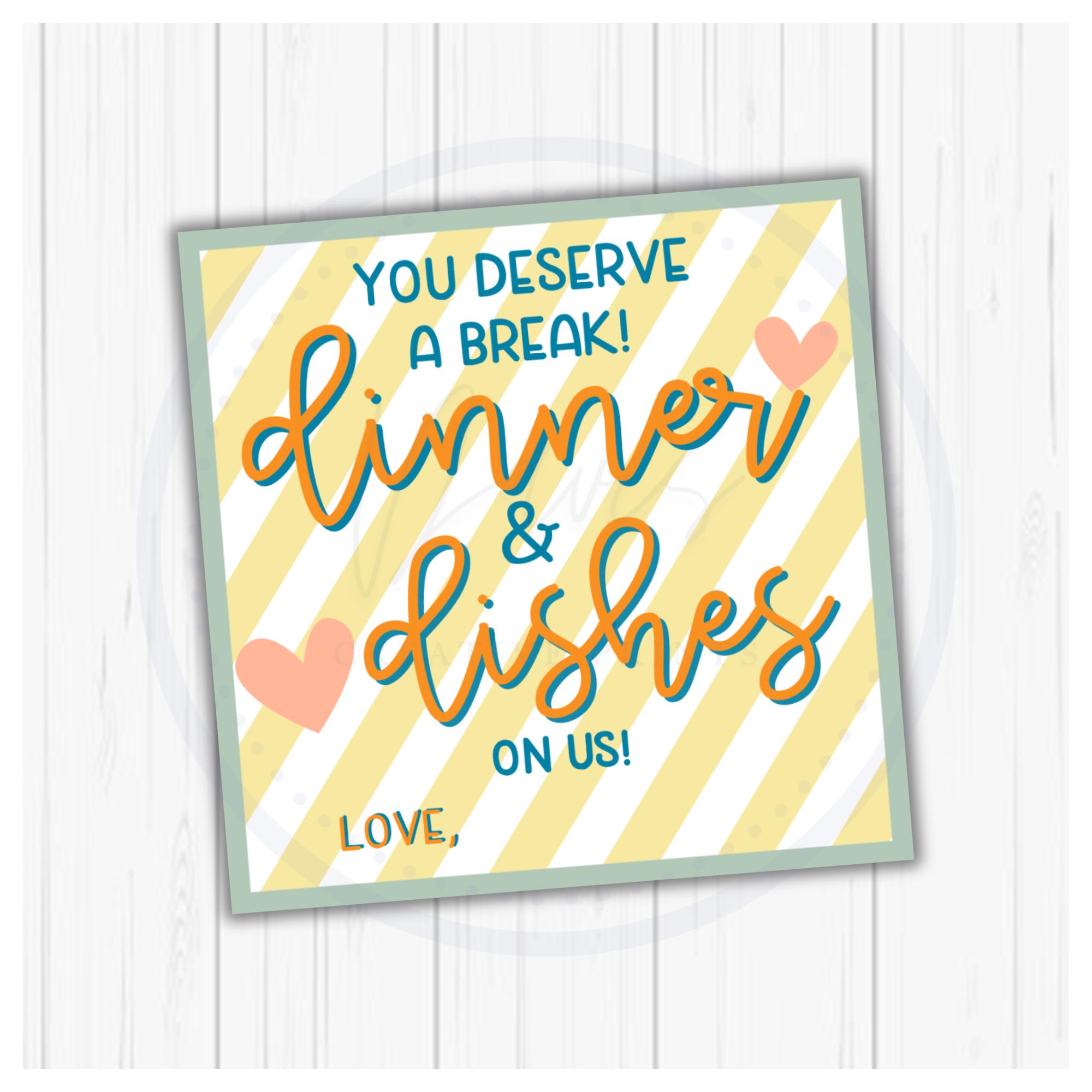 Dinner and Dishes Gift Tag | Teacher Appreciation (PDF) - Etsy