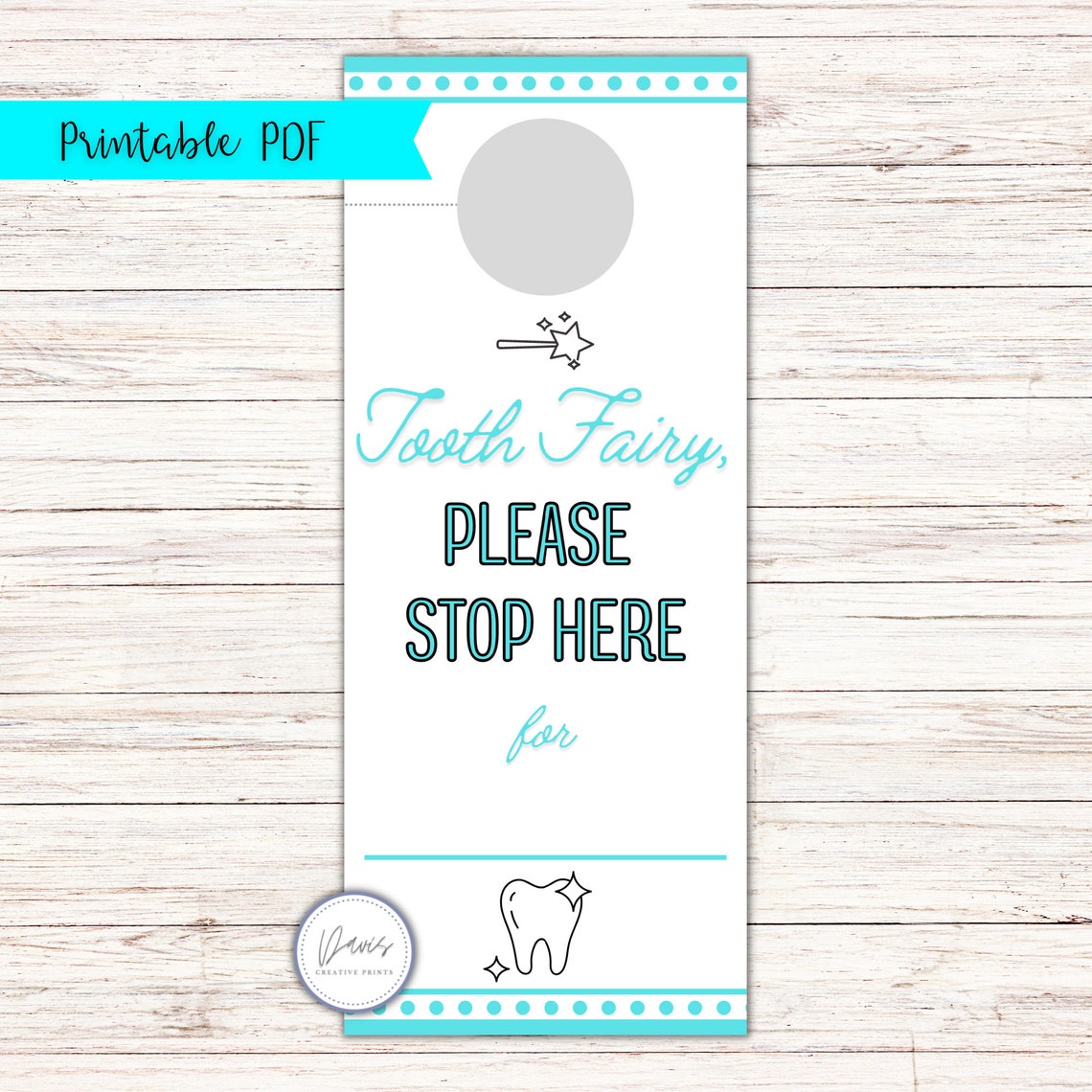 Printable Blue Tooth Fairy Door Hanger Tooth Fairy Please - Etsy