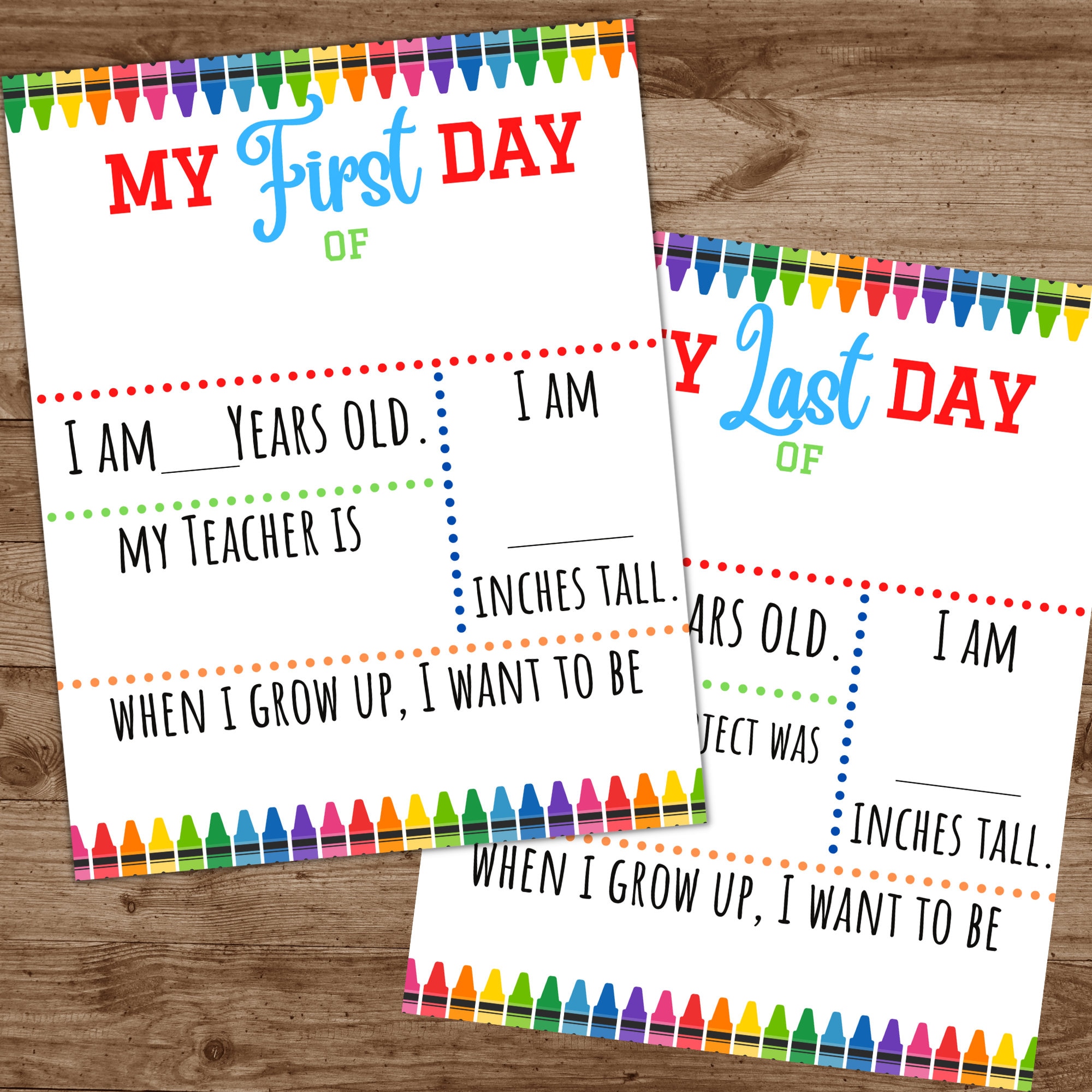 First Day of School Printable First Day of School Sign First Day Fill ...