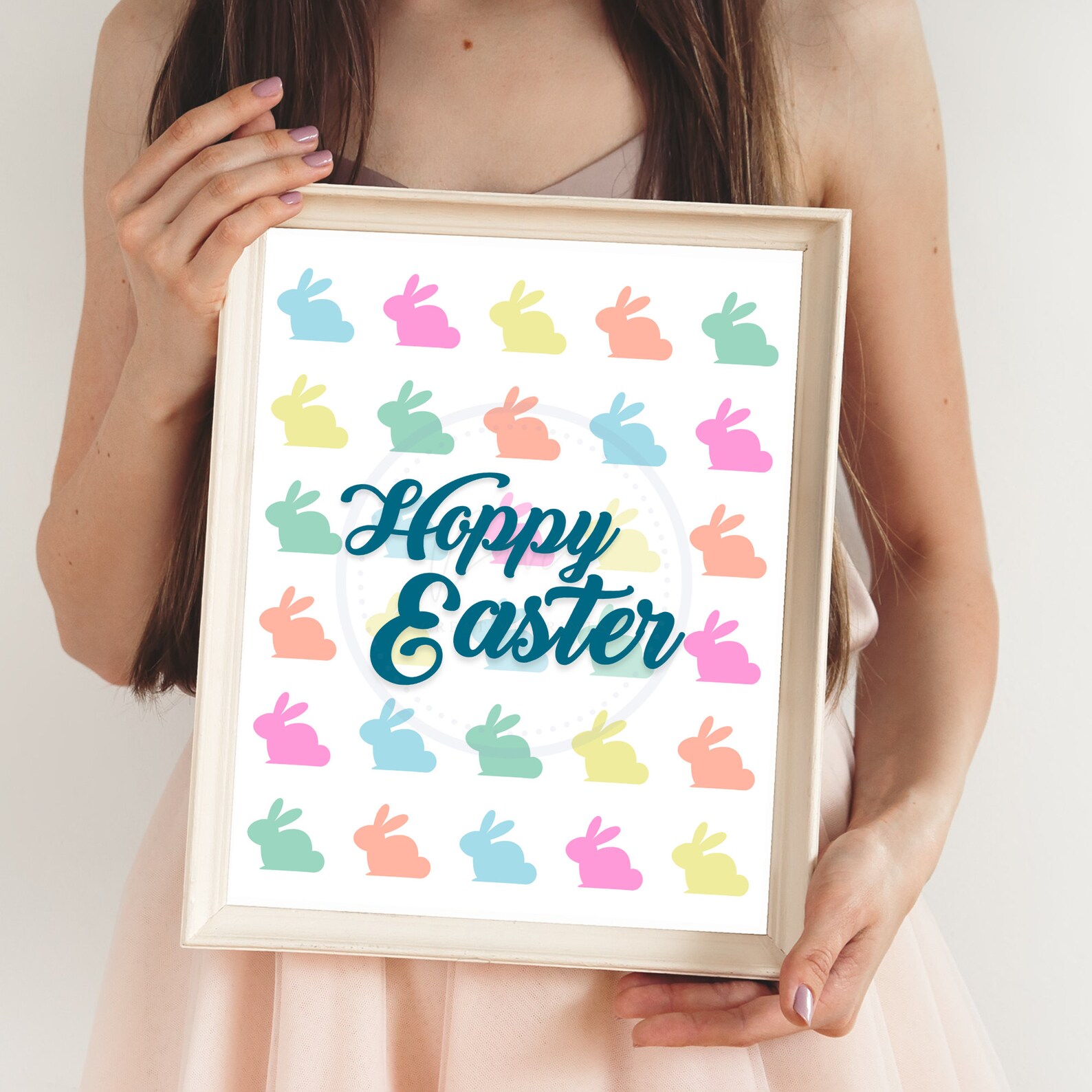 Hoppy Easter Wall Art Printable Easter Sign Printable Easter Wall Art ...
