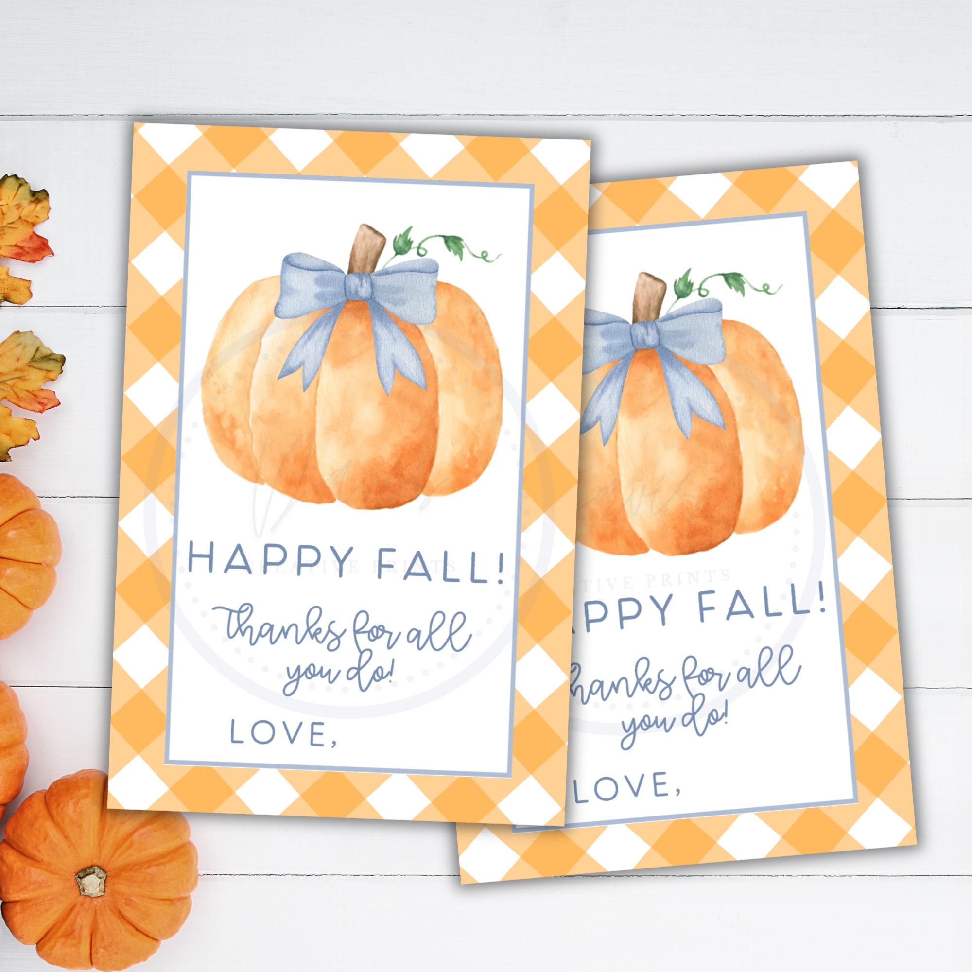 Happy Fall Tag | Pumpkin Favor Tag | Fall Thank You Tag| Autumn Favor ...