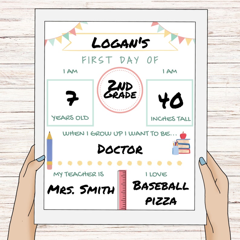 First Day of School Printable| First Day of School Sign| First Day Fill ...