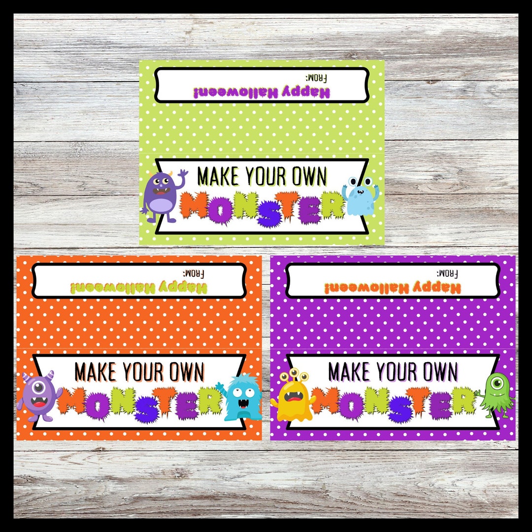 Make Your Own Monster | Halloween Favor Favor Bag Topper Printable ...