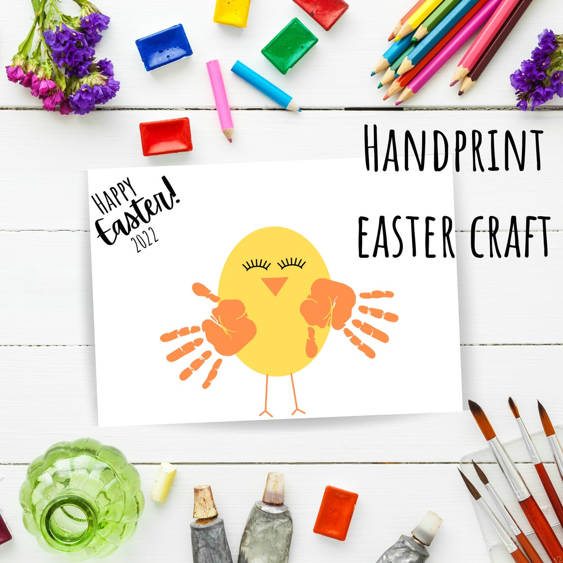 EASTER Coloring Page, Handprint Art, Footprint Art, Preschool Activity ...