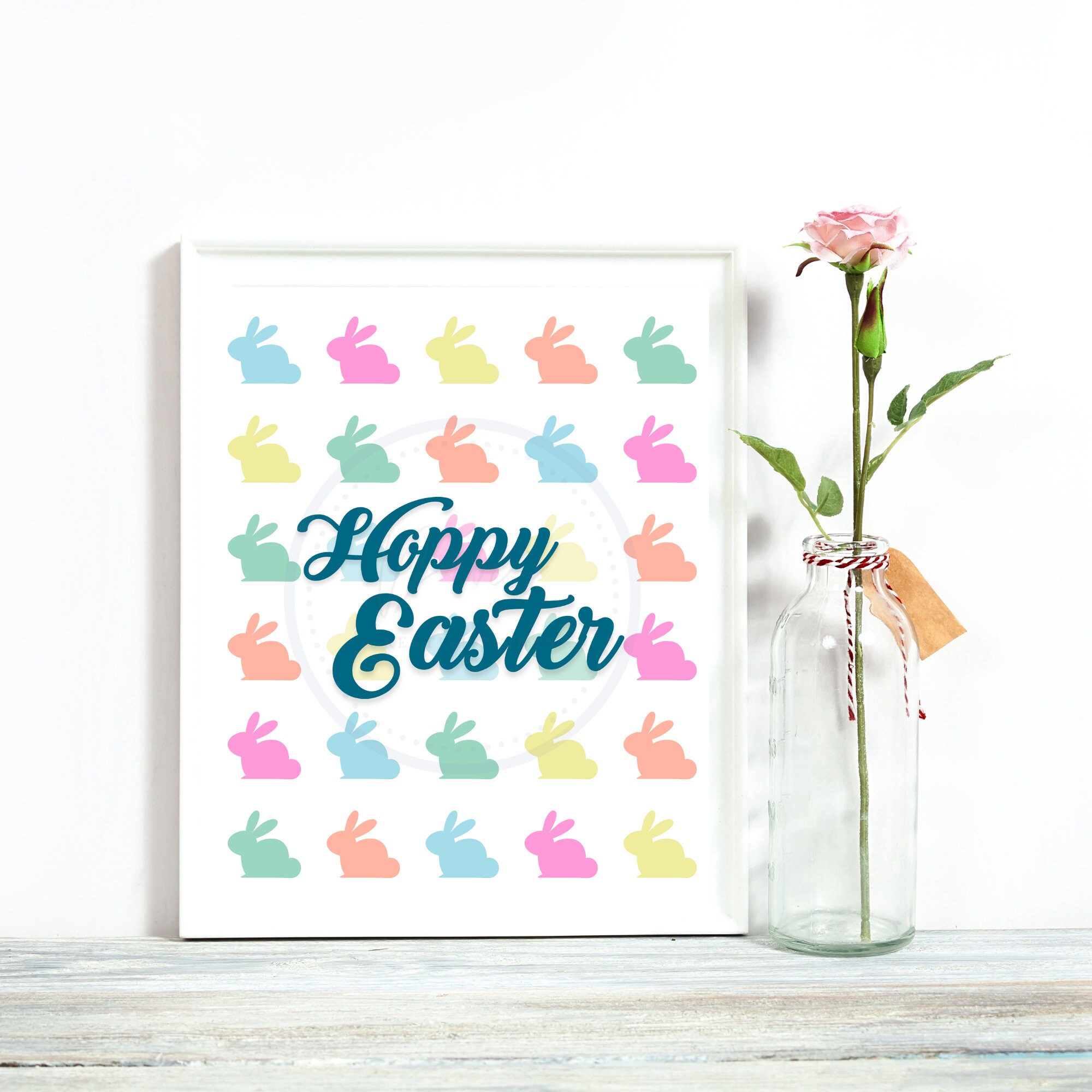 Hoppy Easter Wall Art Printable Easter Sign Printable Easter Wall Art ...