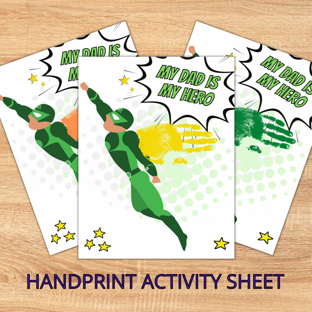 Dad is My Hero Handprint Art | Father's Day Activity (digital Download ...