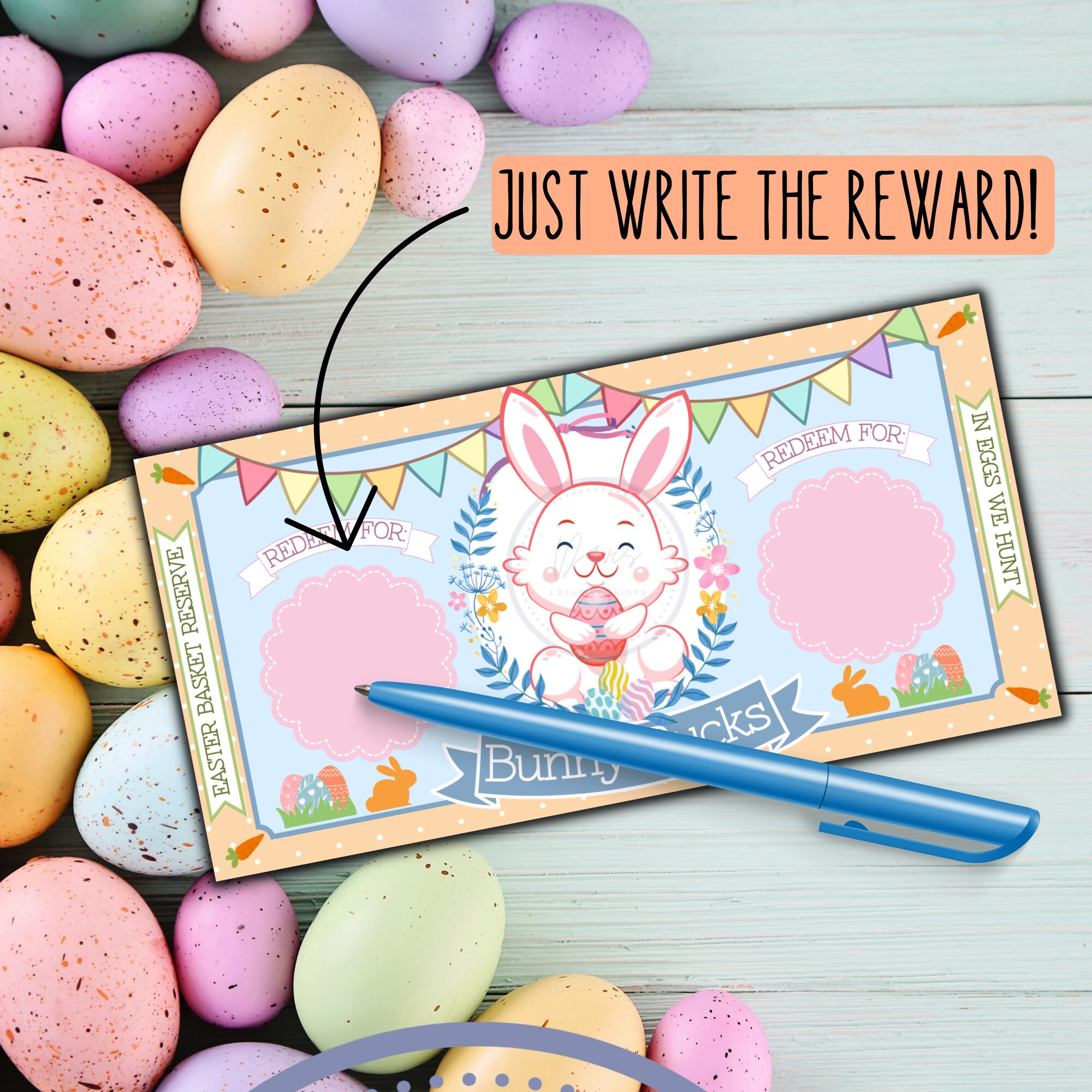 Bunny Bucks | Easter Printable | Easter Basket Play Money | Easter Egg ...