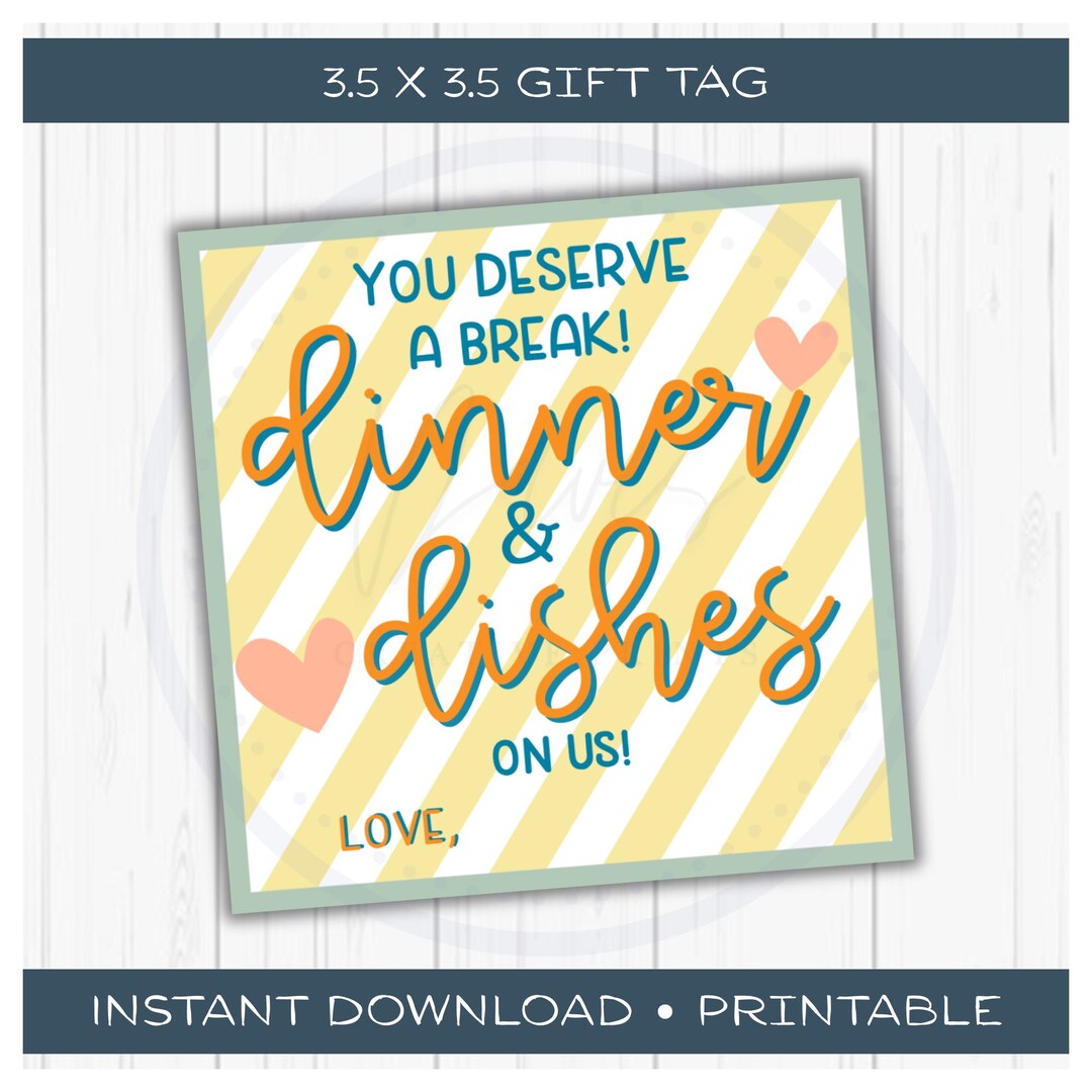 Dinner and Dishes Gift Tag | Teacher Appreciation (PDF) - Etsy