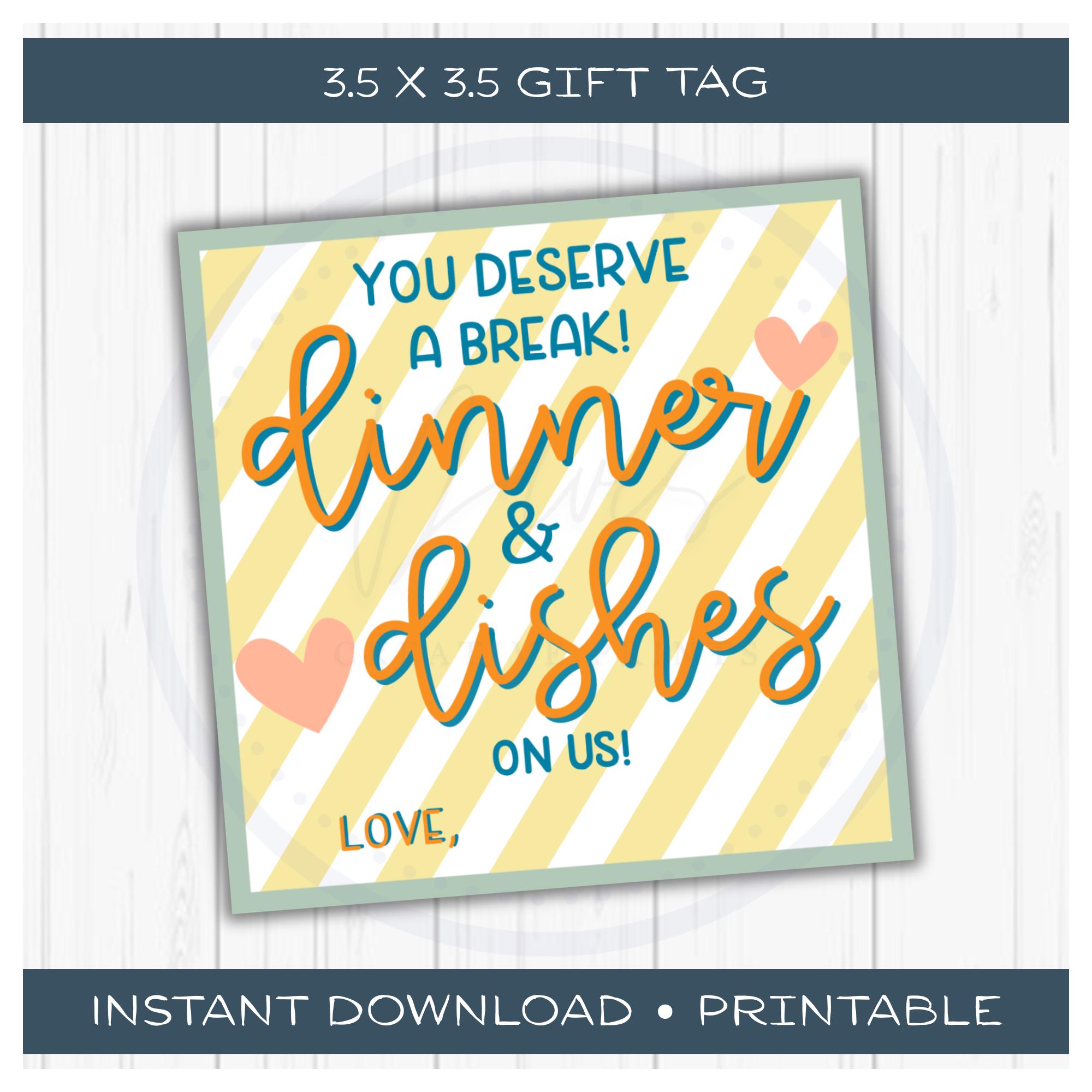 Dinner and Dishes Gift Tag | Teacher Appreciation (PDF) - Etsy