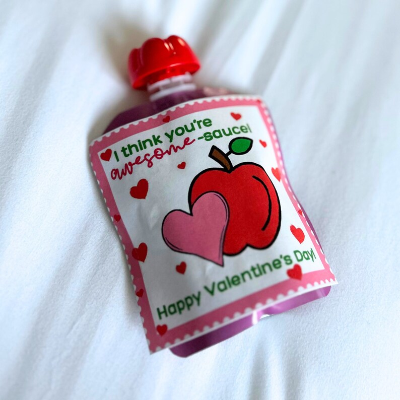 Valentines Day Gift Tags Valentine Cards Applesauce Pouch Tag Awesome ...