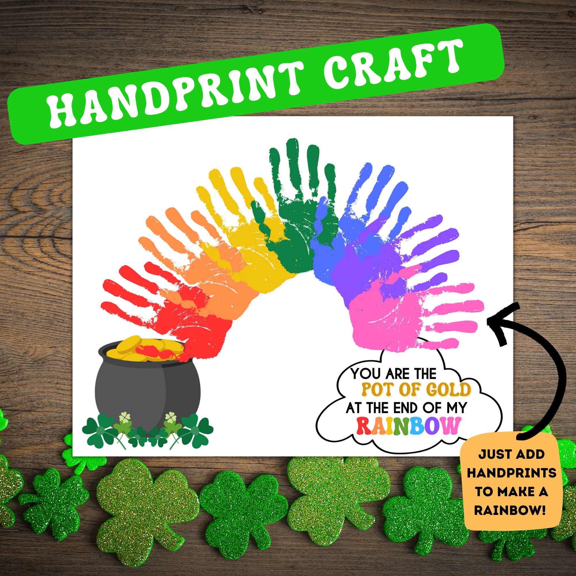 St. Patricks Day Handprint Activity| St Patricks Rainbow Handprint ...