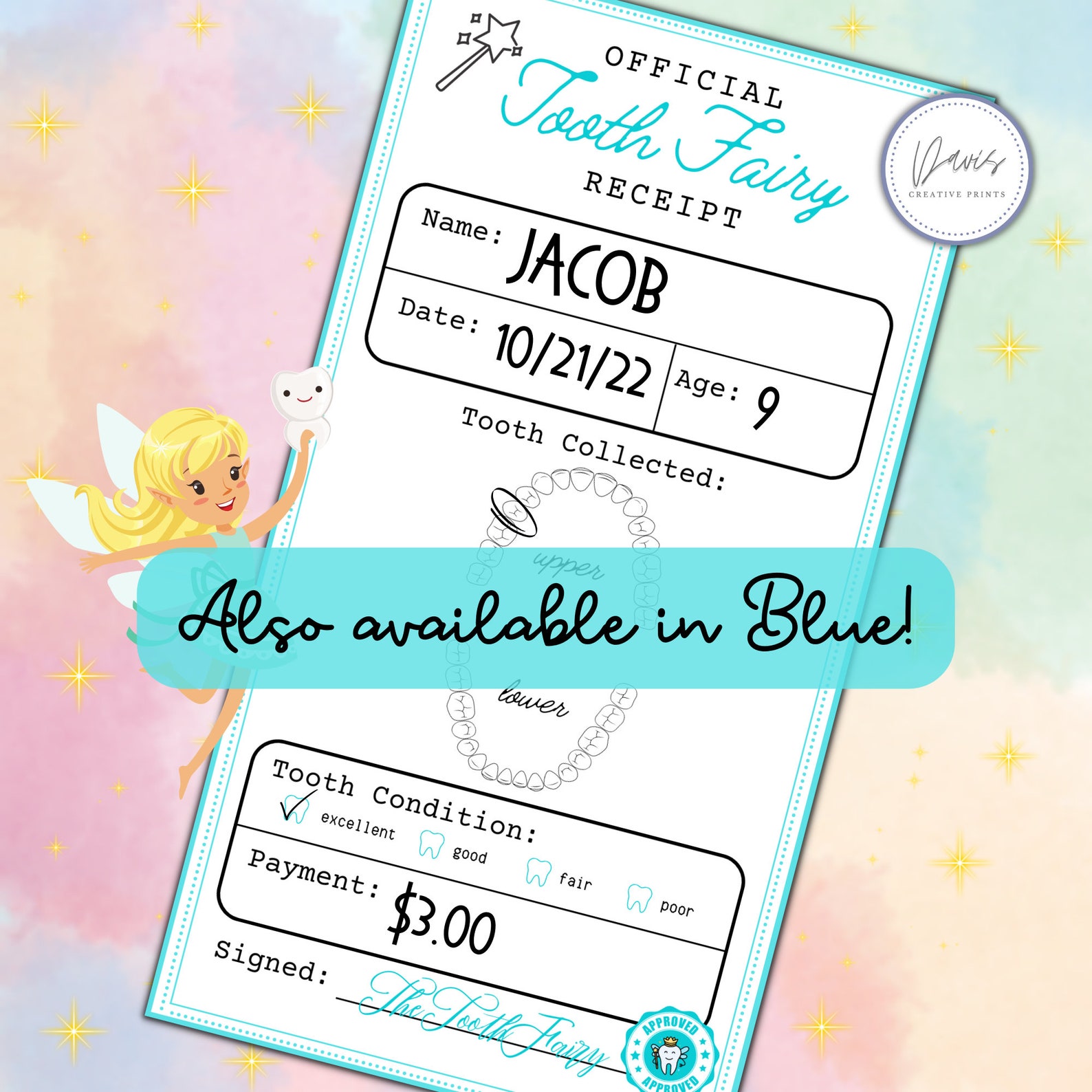 Printable Pink Tooth Fairy Receipt Tooth Fairy Receipt - Etsy