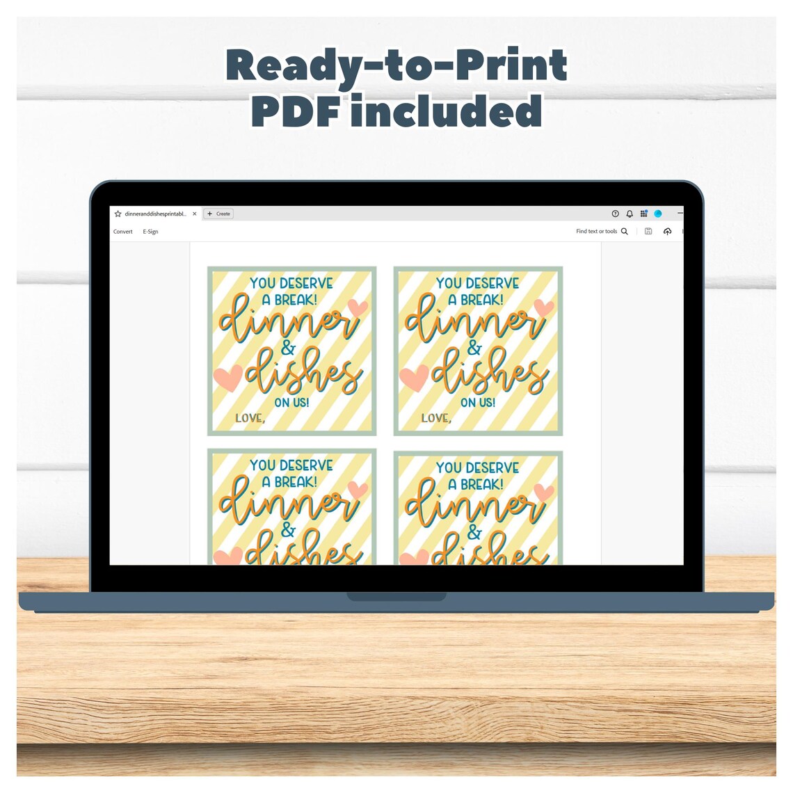 Dinner and Dishes Gift Tag | Teacher Appreciation (PDF) - Etsy