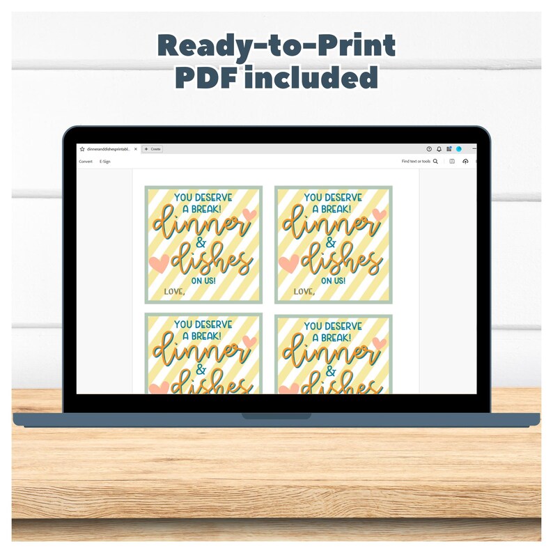 Dinner and Dishes Gift Tag | Teacher Appreciation (PDF) - Etsy