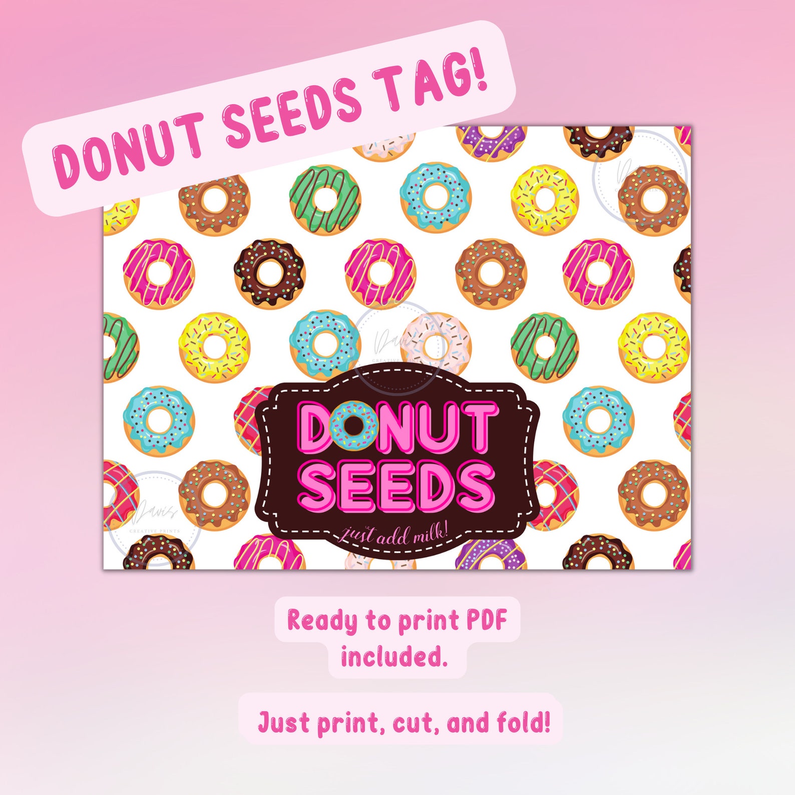 Donut Seeds Bag Toppers | Donut Party Favors (printable PDF) - Etsy