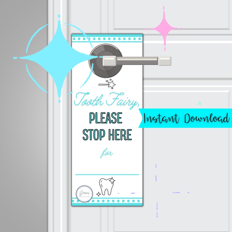 Printable Blue Tooth Fairy Door Hanger Tooth Fairy Please - Etsy