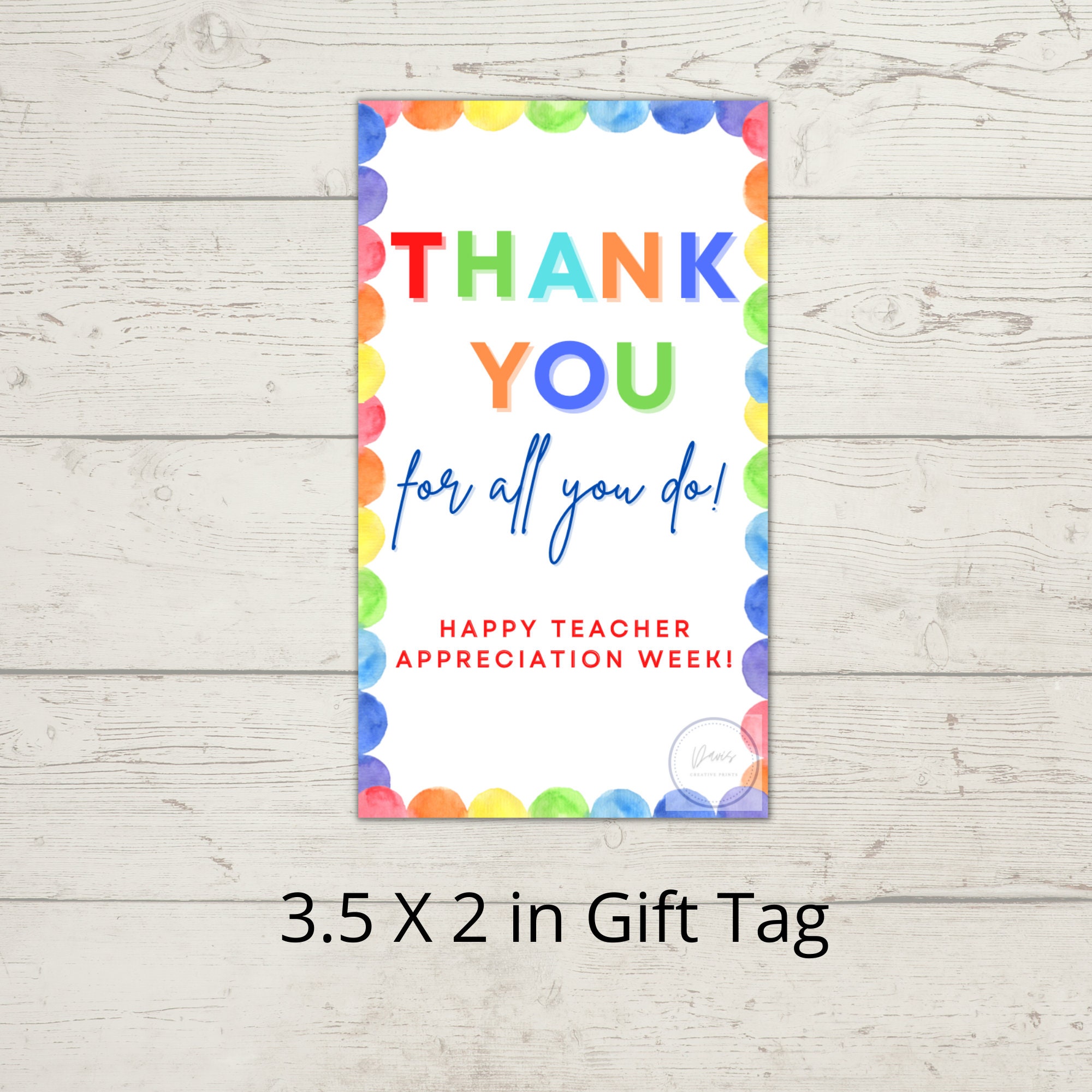 Teacher Appreciation Week | Teacher Gift | Thank You Gift Tag | Gift ...