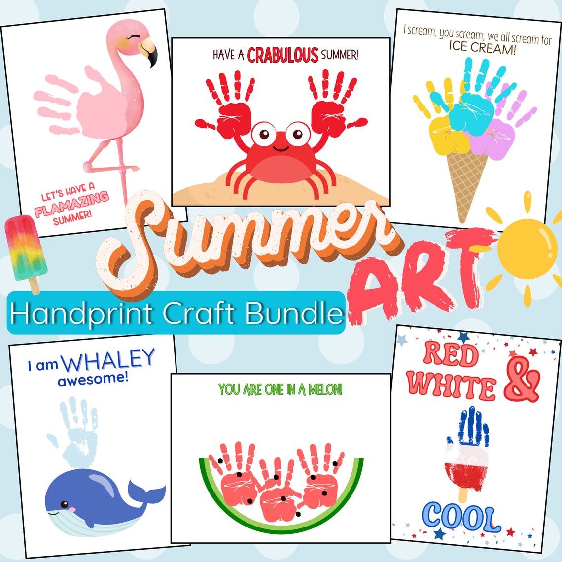 Summertime Handprint Art Handprint Craft Bundle Preschool Activity ...