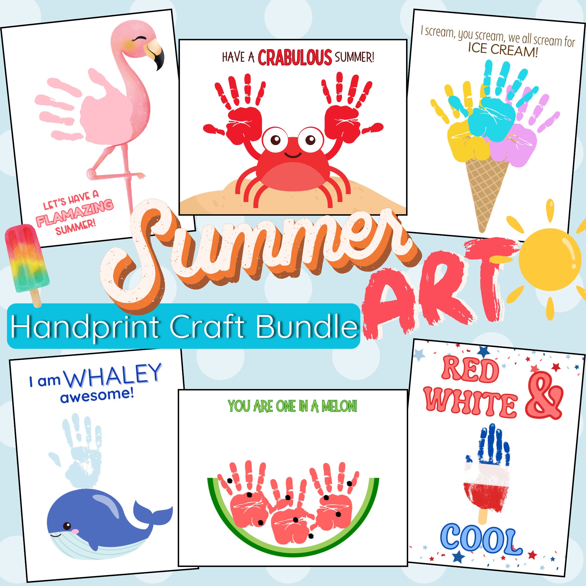 Summertime Handprint Art Handprint Craft Bundle Preschool Activity ...