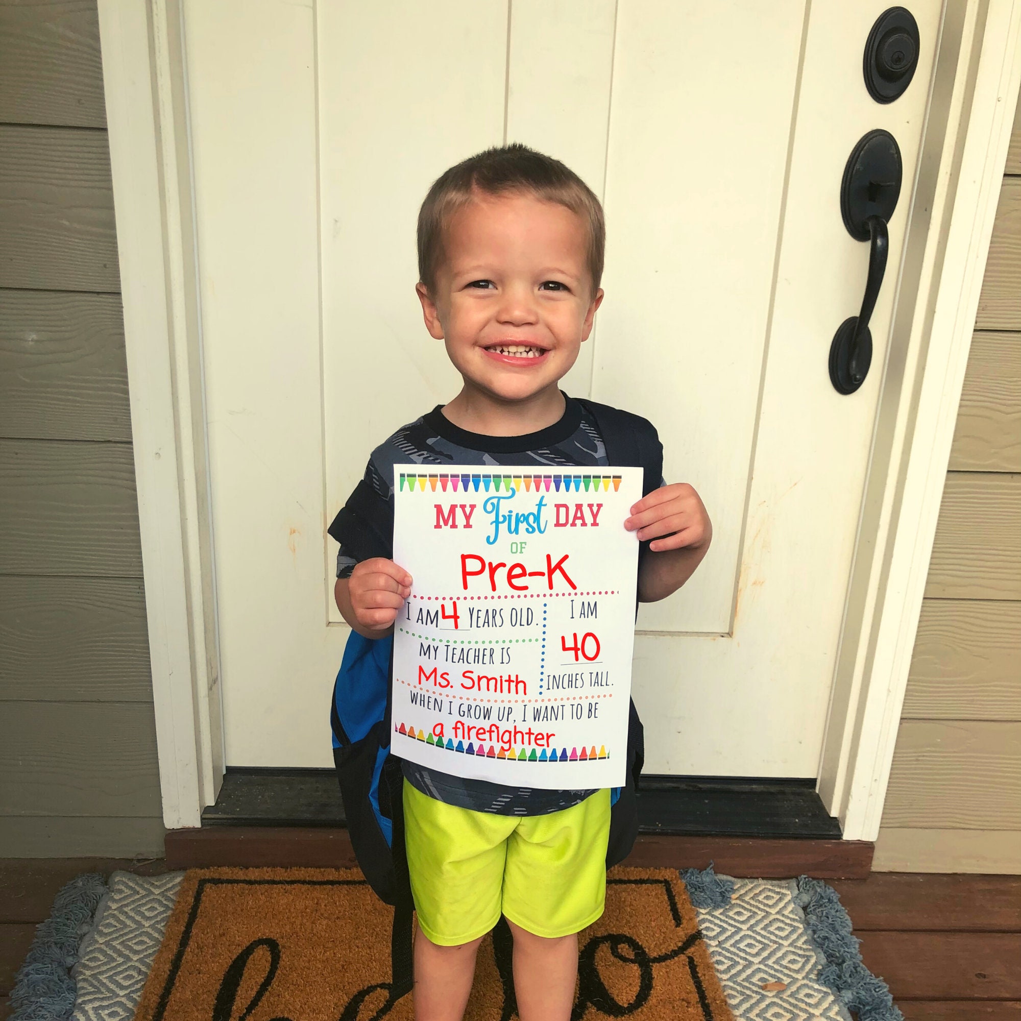 First Day of School Printable First Day of School Sign First Day Fill ...