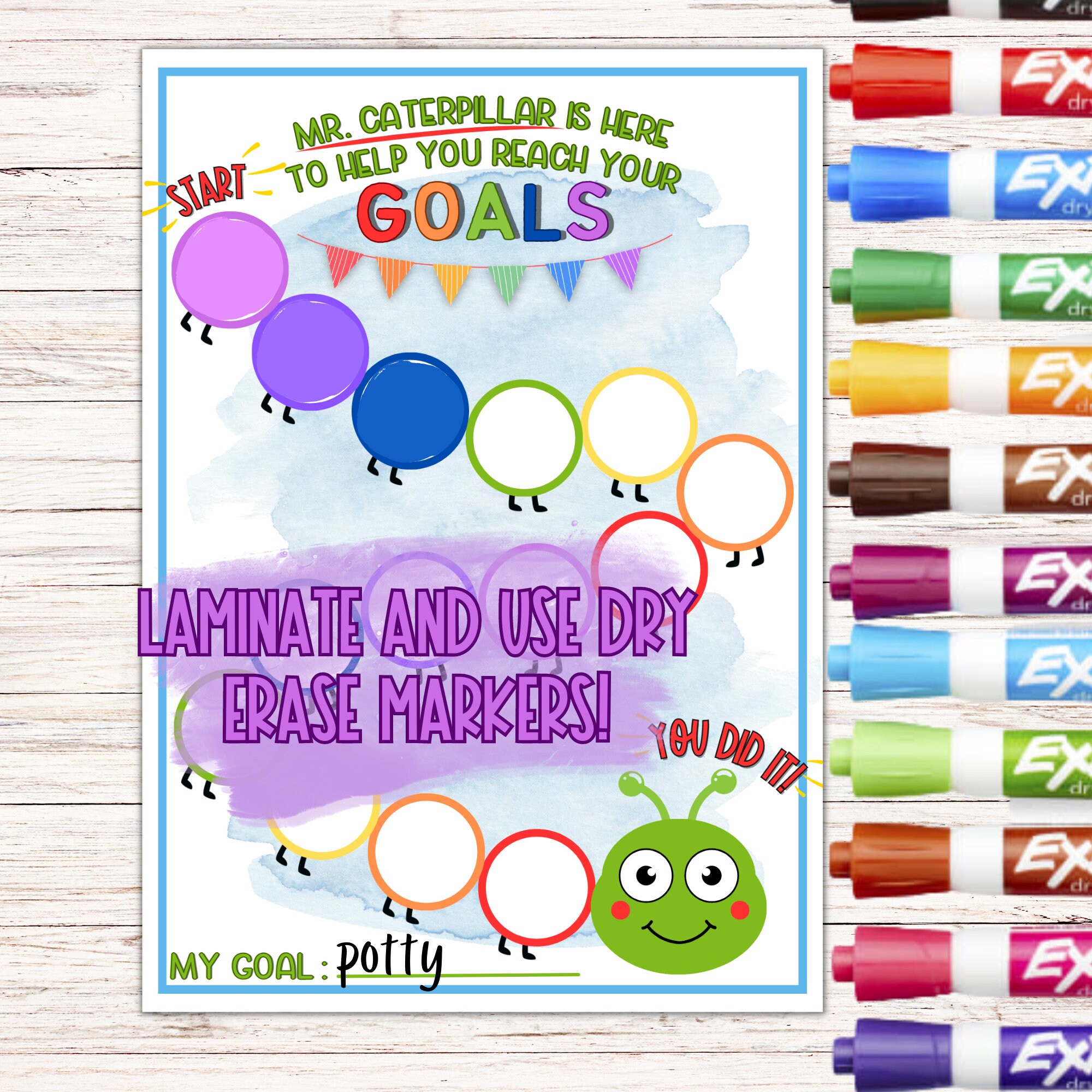 Kids Goal Tracker Task Tracker Progress Tracker Chore Tracker Potty ...