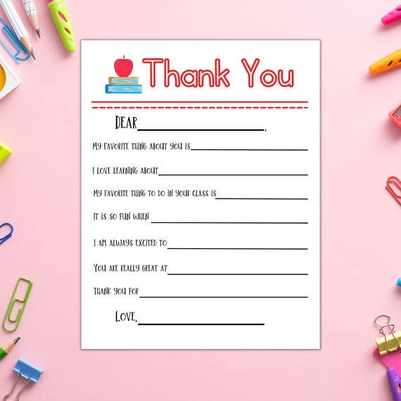 Teacher Appreciation Week Writing Printable Writing - Etsy