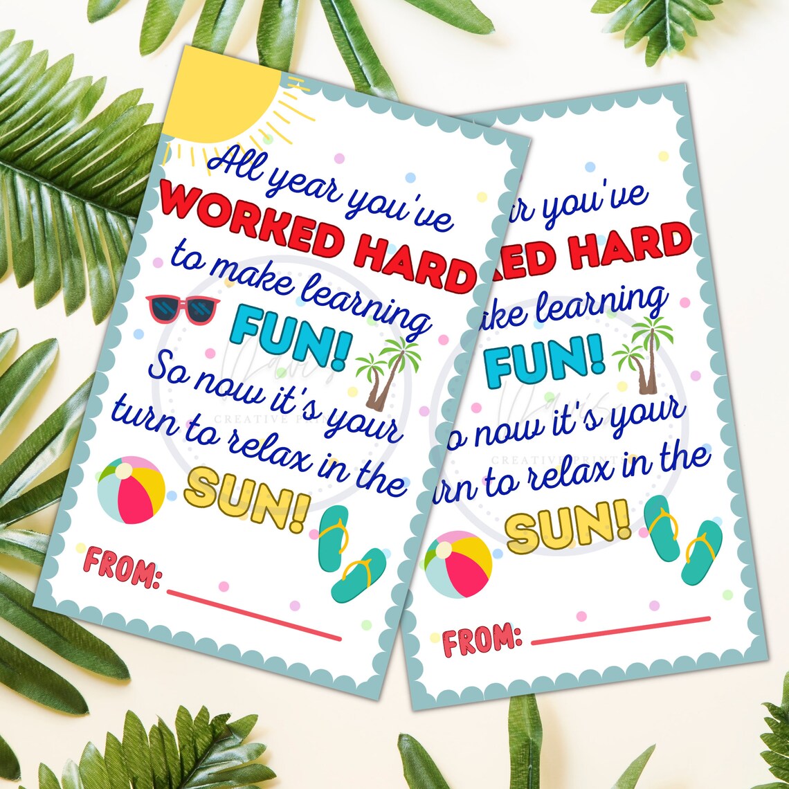 Beach Theme Teacher Gift Tag | End of Year Thank You (PDF) - Etsy