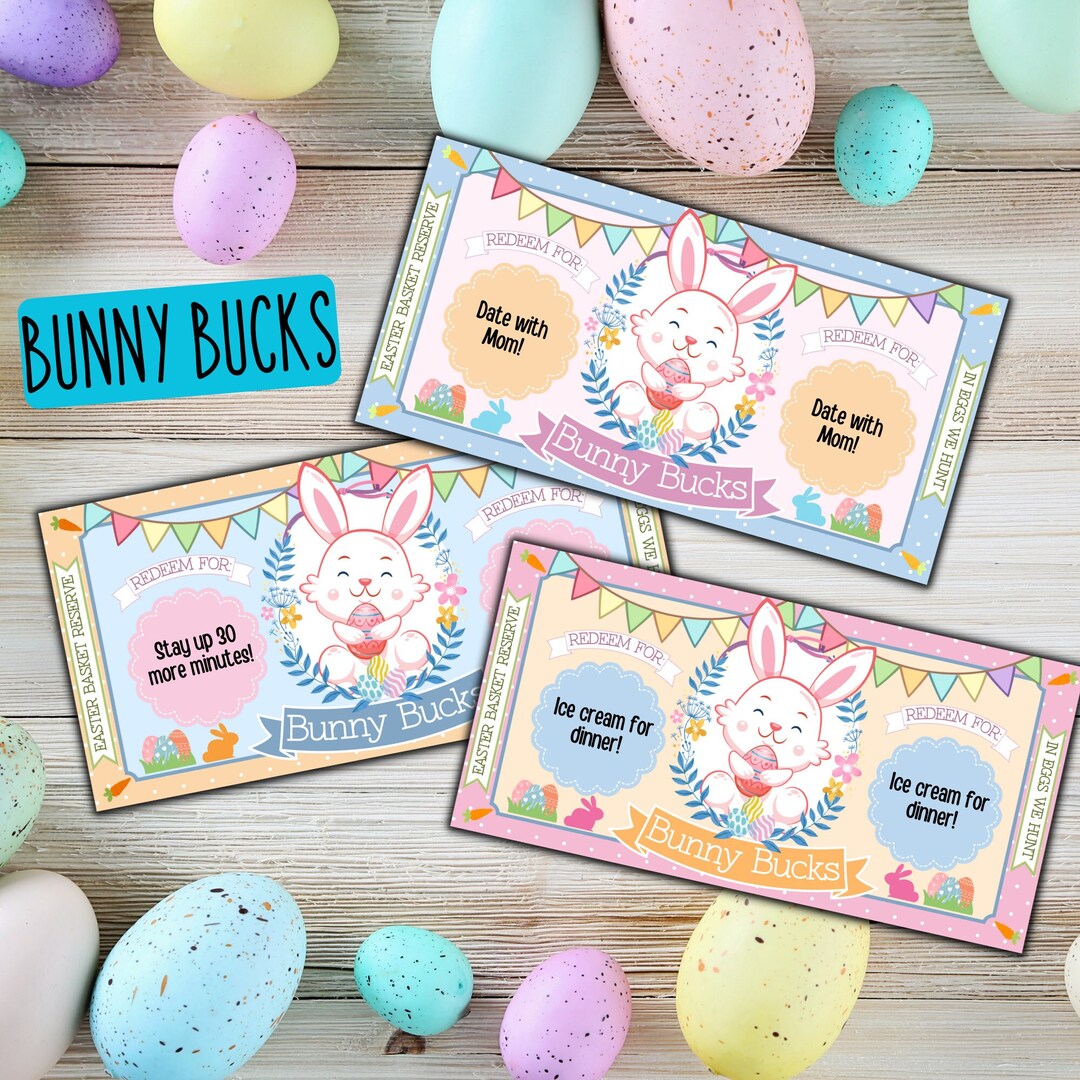 Bunny Bucks | Easter Printable | Easter Basket Play Money | Easter Egg ...