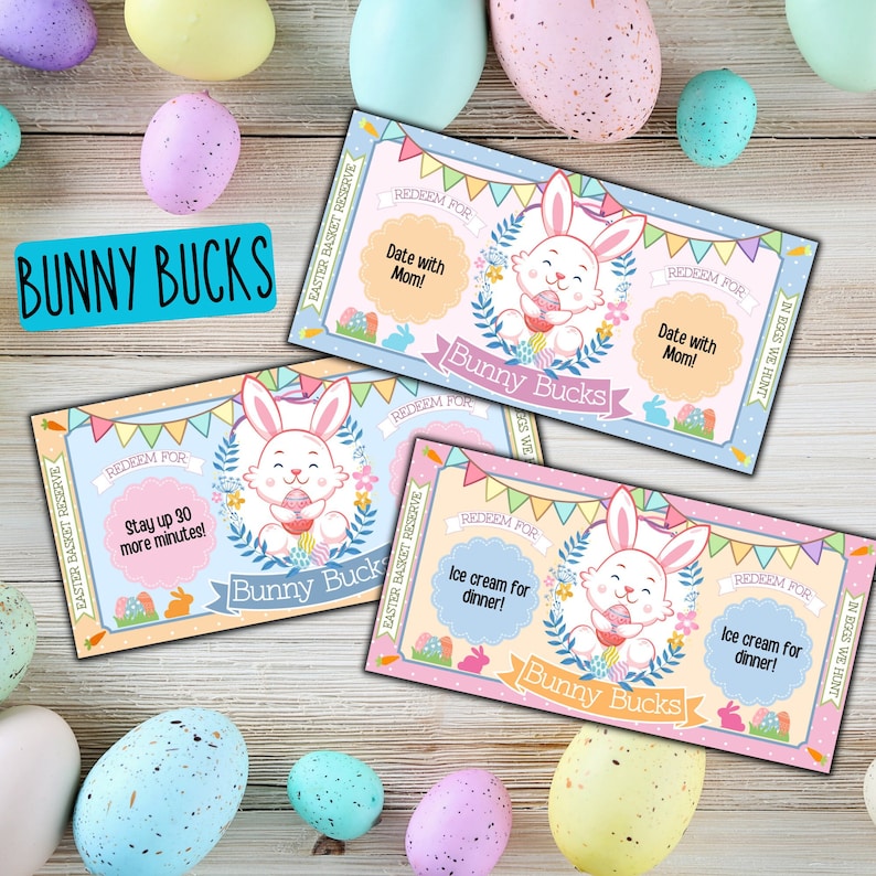 Bunny Bucks | Easter Printable | Easter Basket Play Money | Easter Egg ...